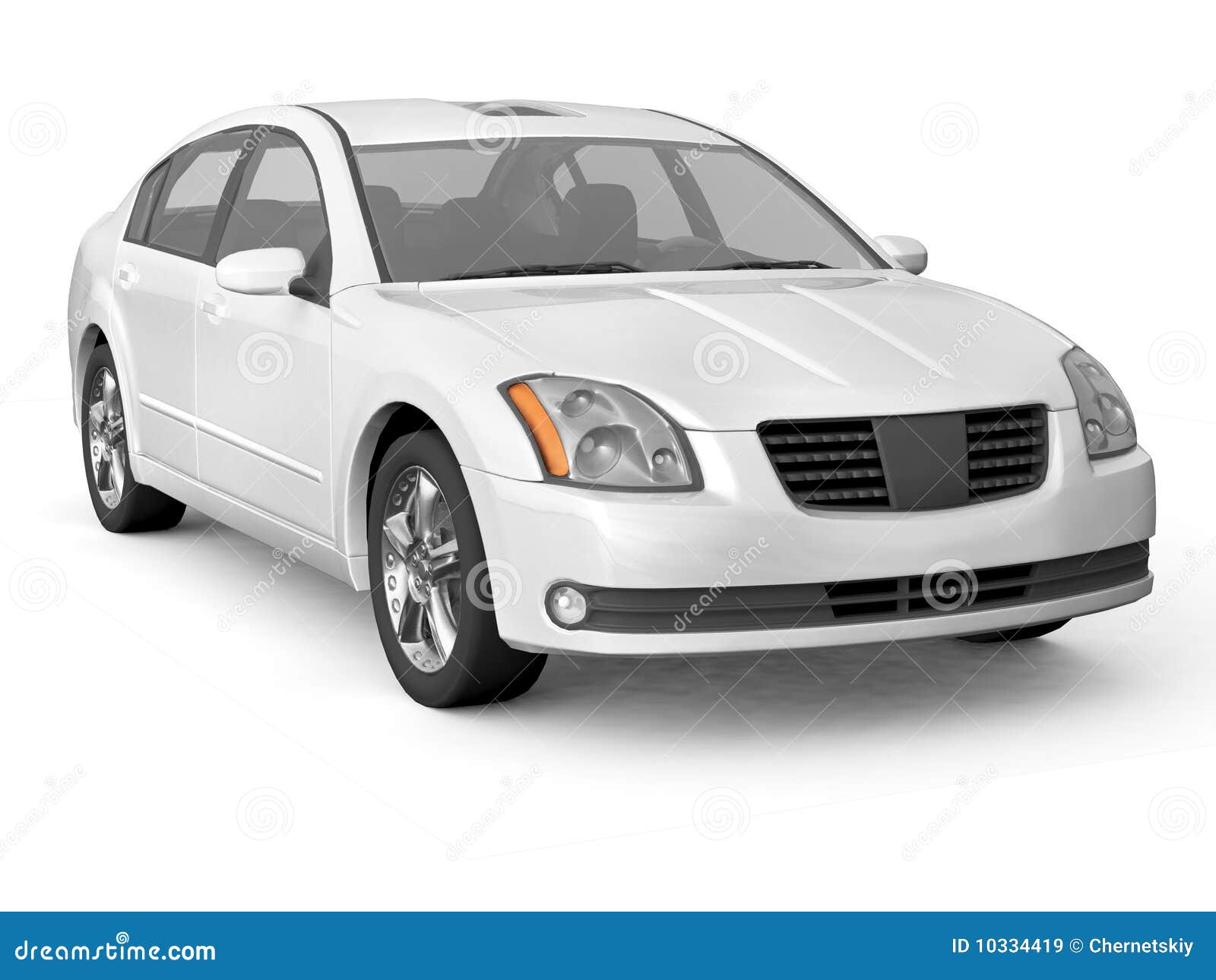 Premium Class White Car Front View Stock Illustration - Illustration of ...