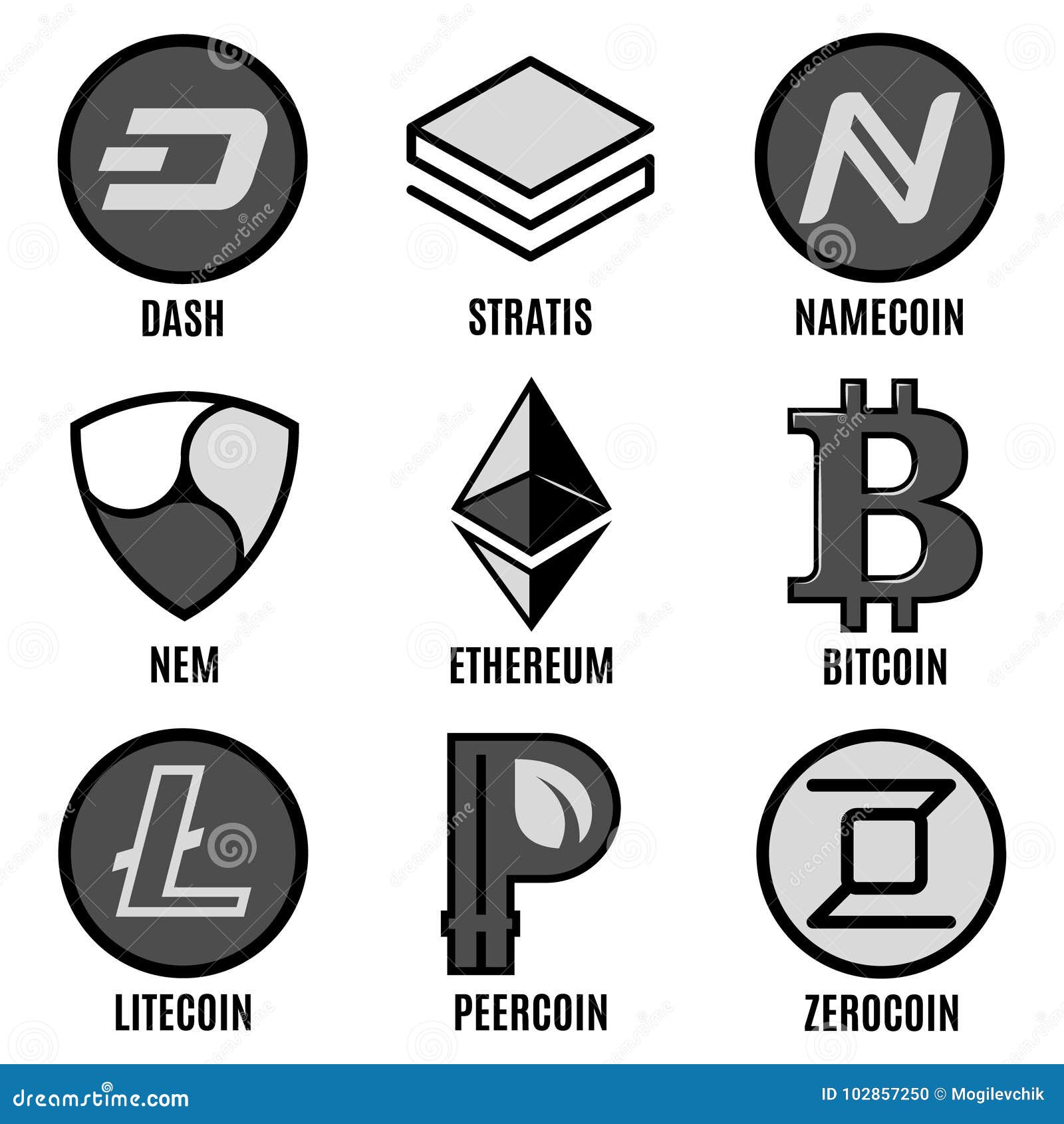 Premium Cripto Currency Logos Set Stock Vector - Illustration of ...