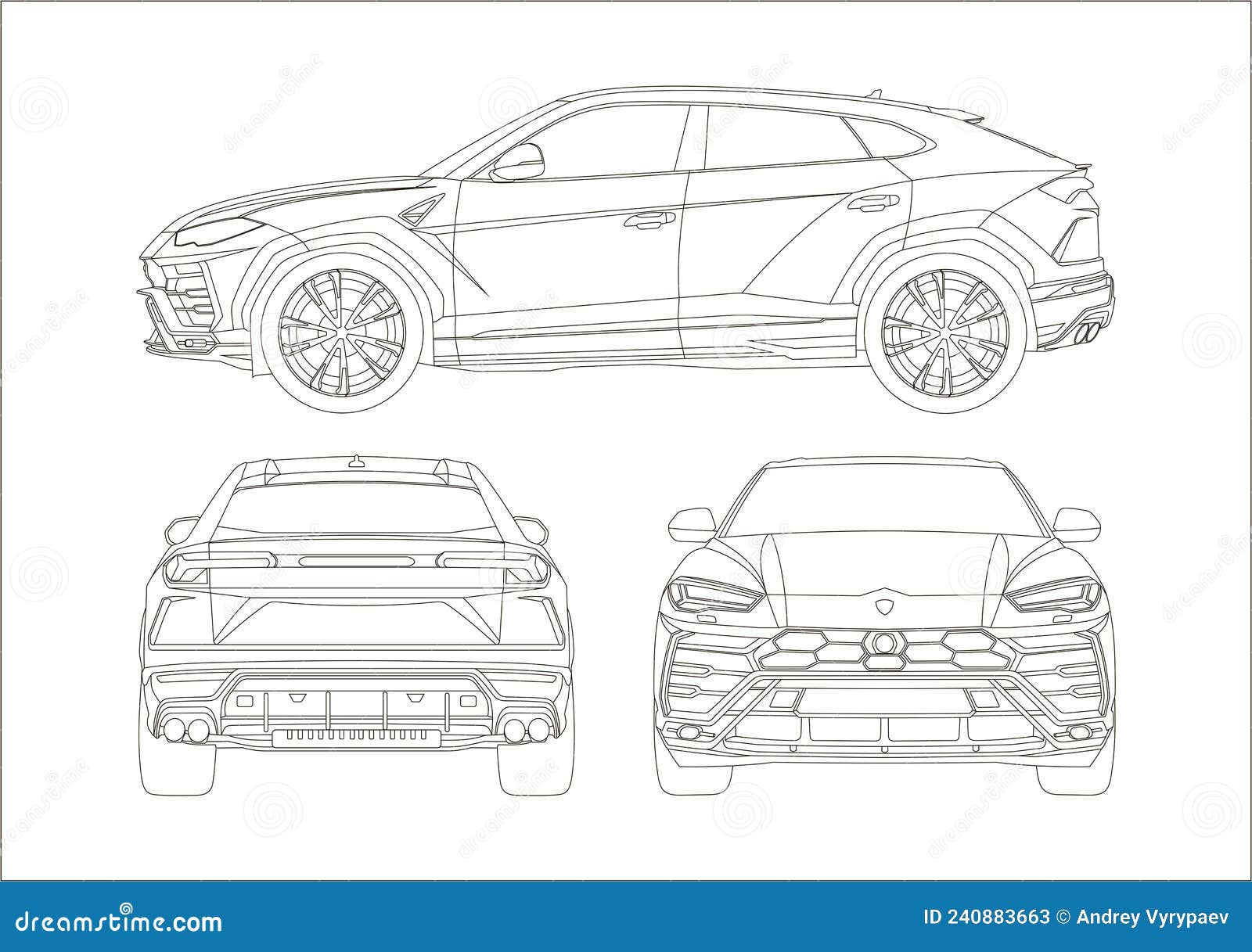 Lamborghini Urus Coloring Book Page Stock Photography | CartoonDealer ...