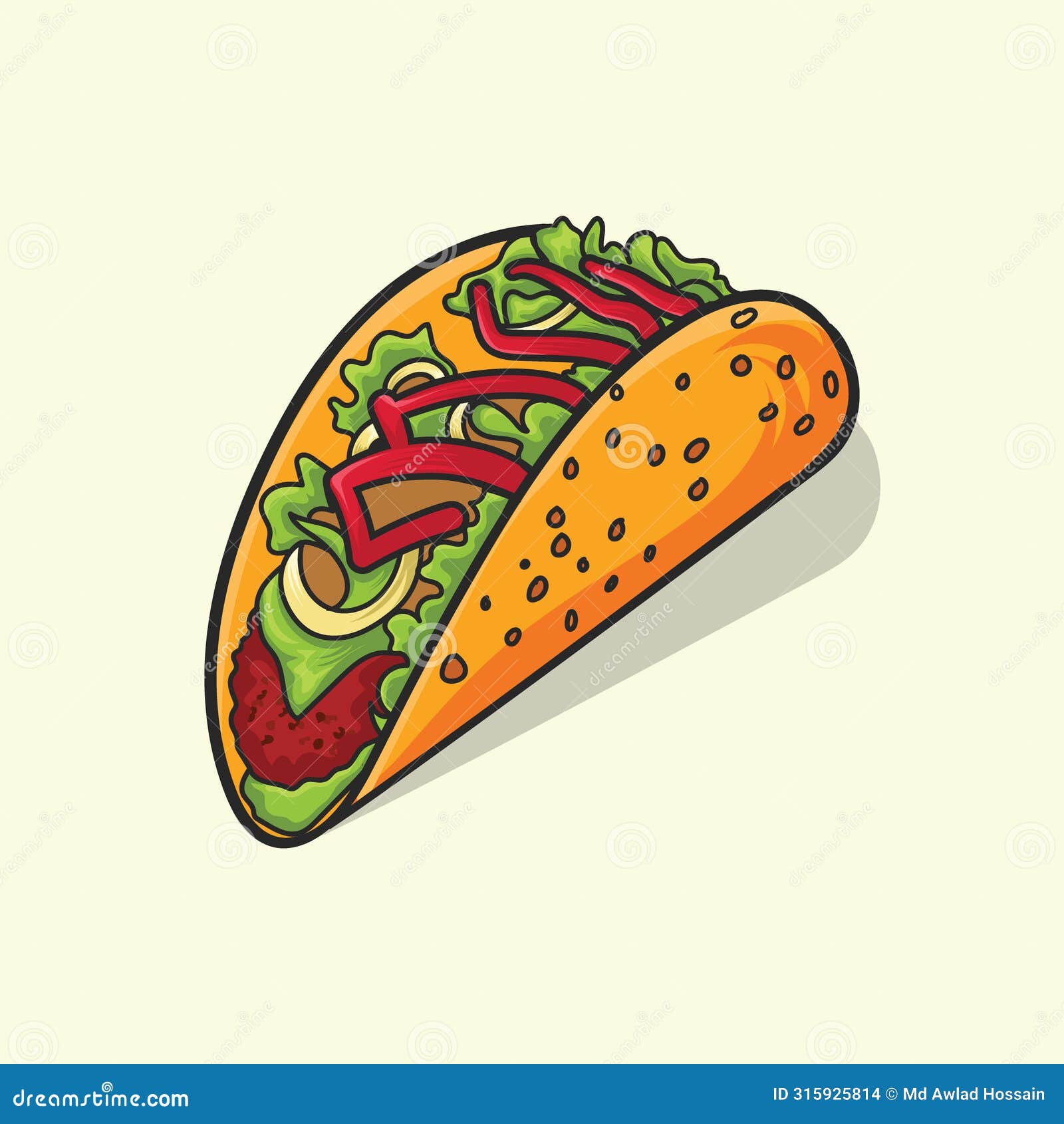 Taco Food Vector Illustration Stock Vector - Illustration of beef ...