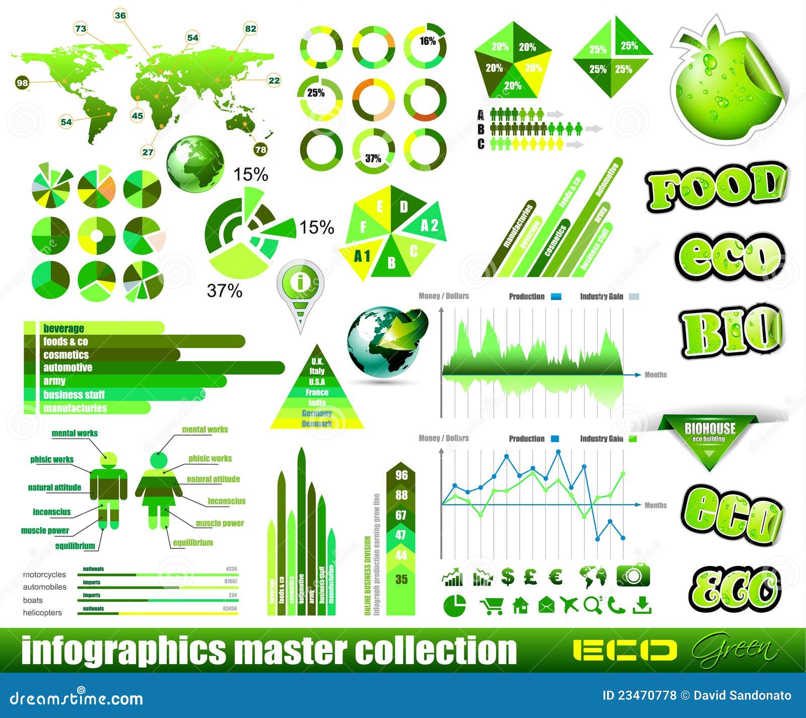 Premium Eco Green Infographics Master Collection: Stock Vector ...