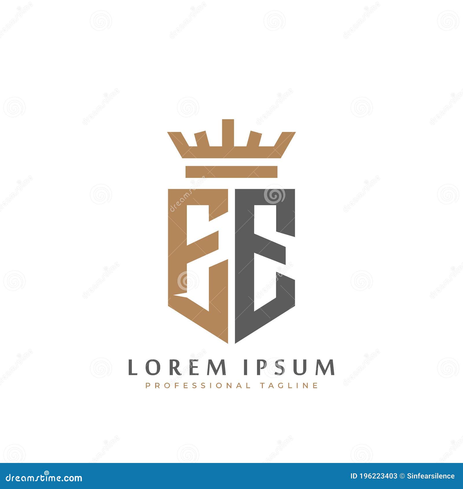 Premium EE Monogram of Two Letters E&E. Elegant Gold Shield Initials ...