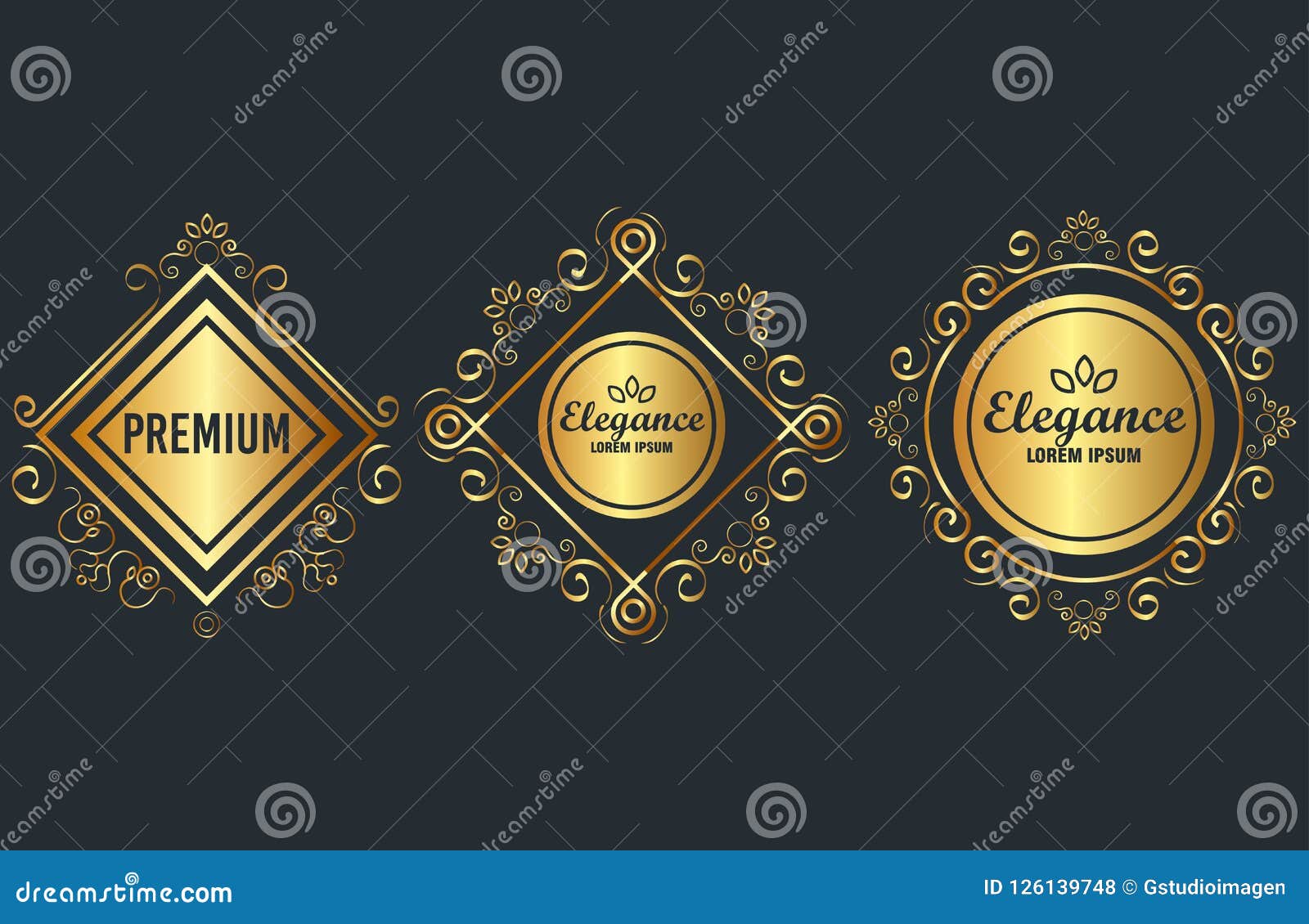 Premium and Elegance Set Frames Stock Vector - Illustration of ornate ...