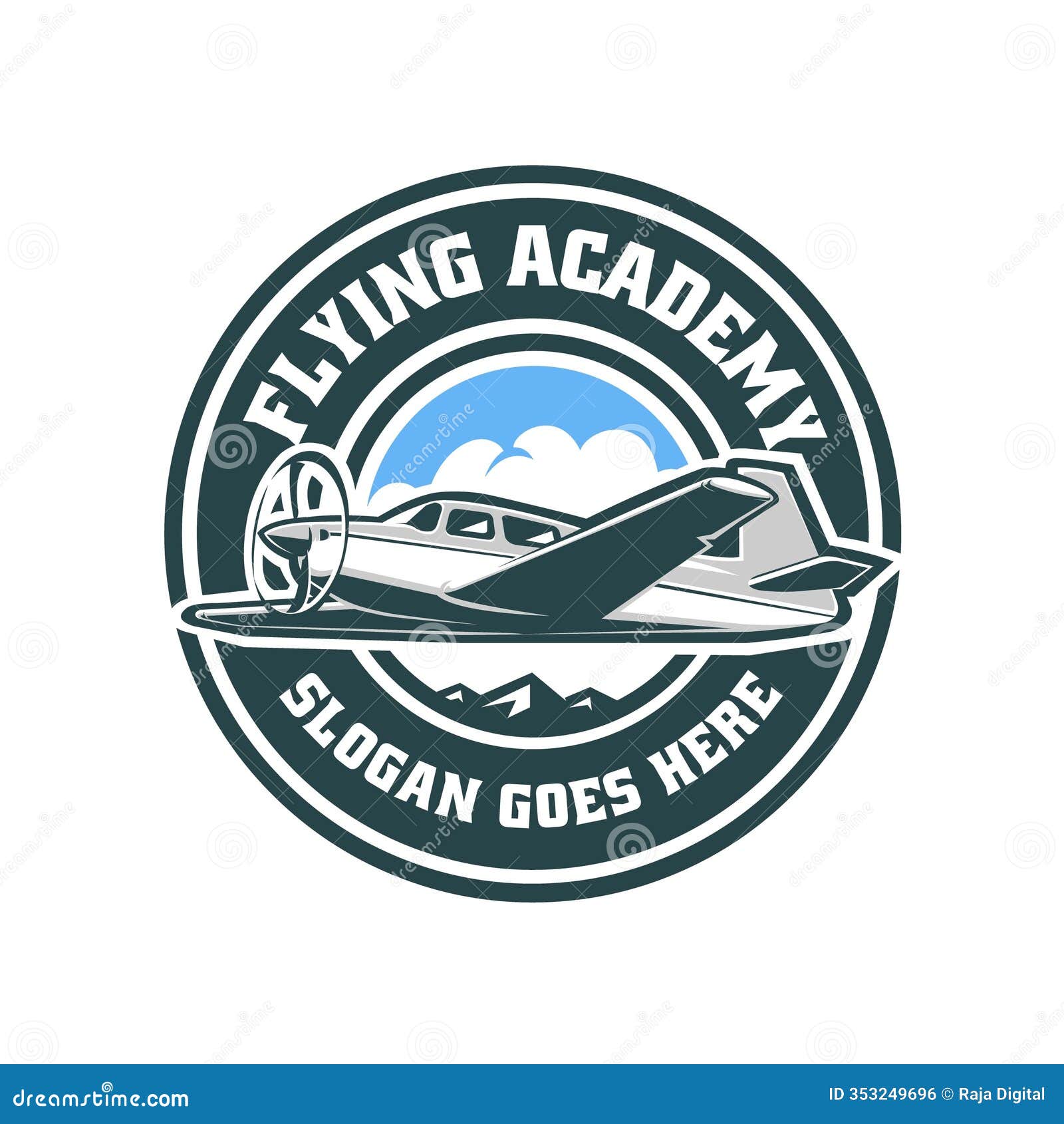 Flying Academy Logo Vector. Ready Made Circle Emblem Logo ...