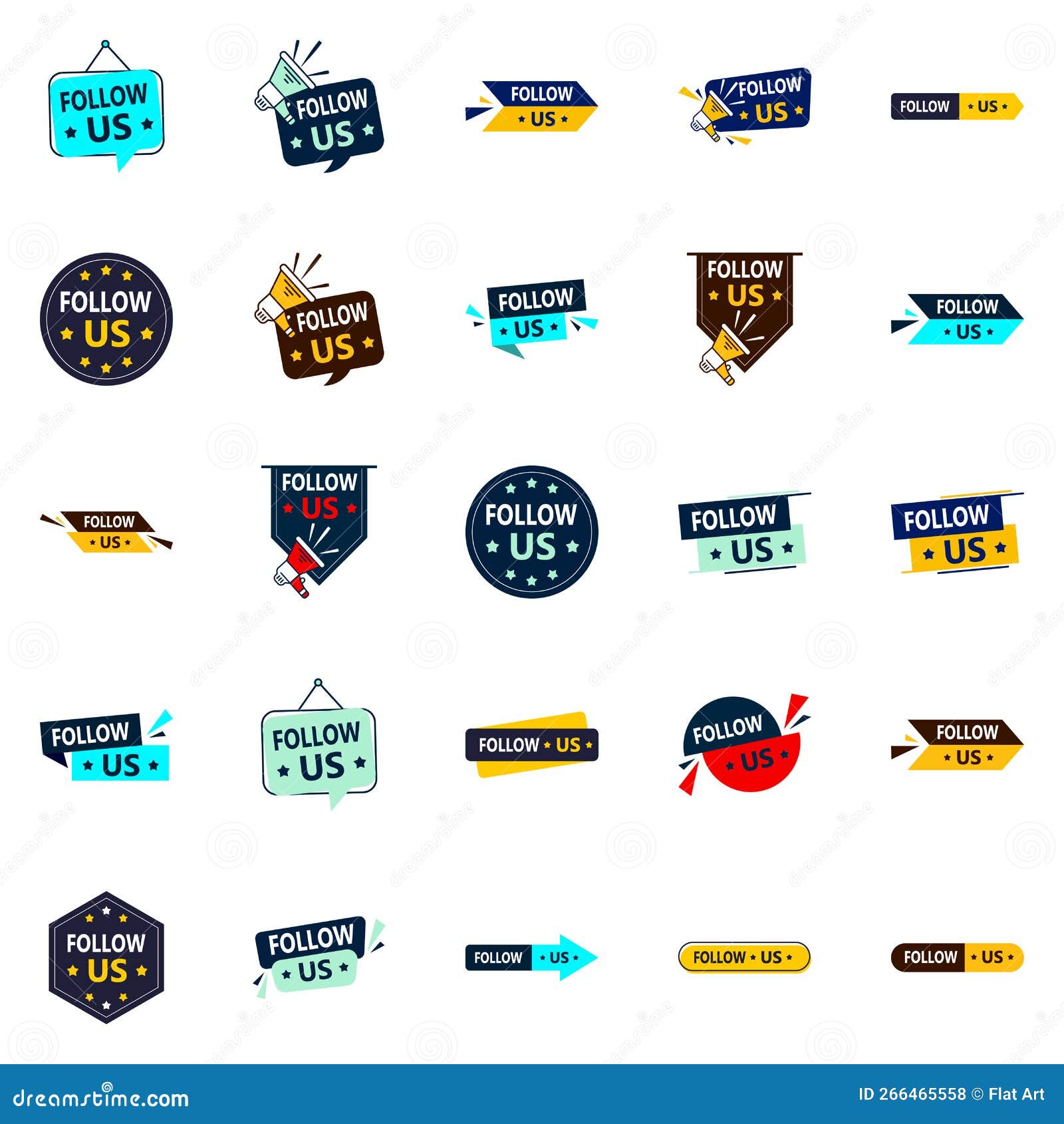 25 Premium Follow Us Banners for Twitter and TikTok Stock Vector ...