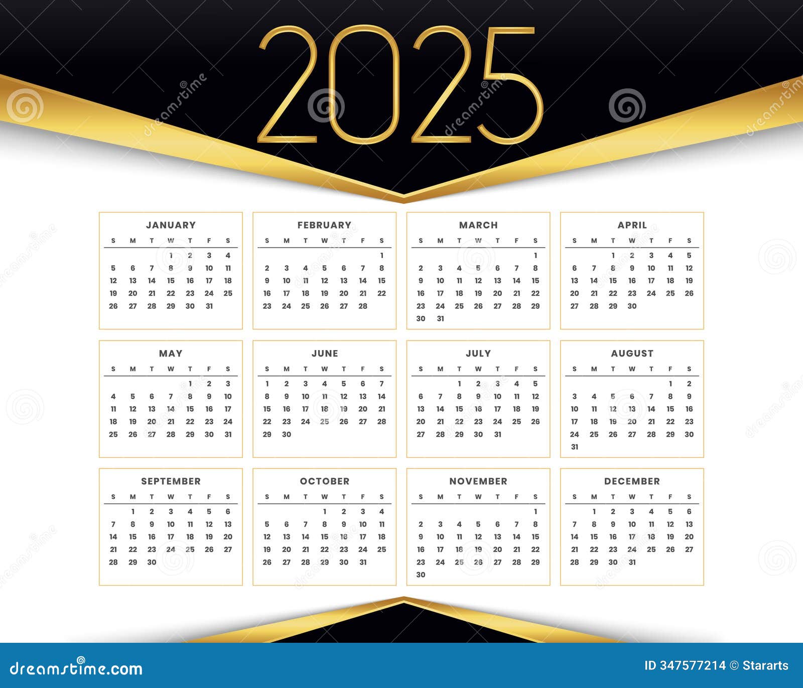 Premium 2025 Full Year Calendar Template Organize Event or Task Stock ...