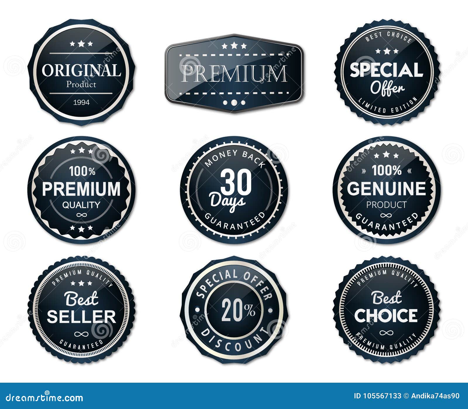Premium Glossy Labels Set Fresh and Clear Stock Vector - Illustration ...