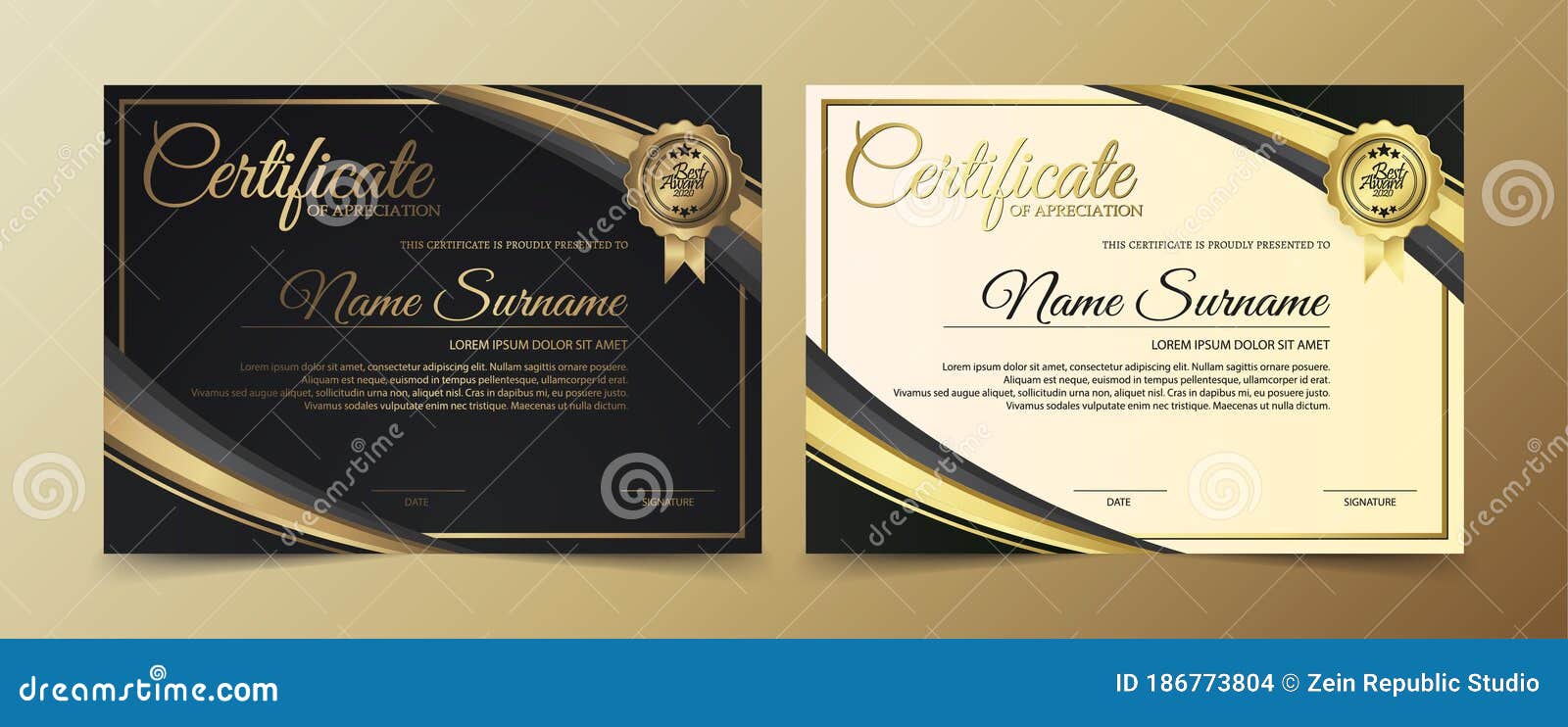 Premium Golden Black Certificate Template Design Stock Vector ...