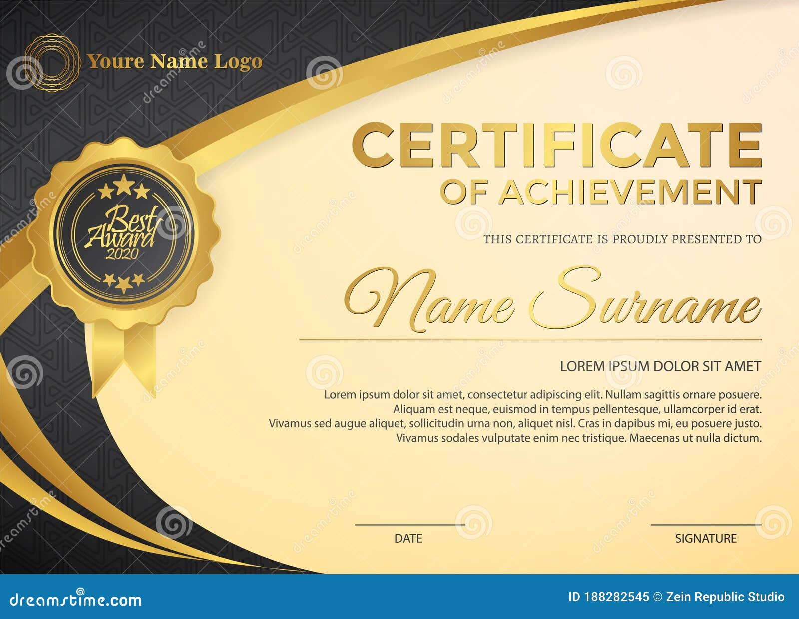 Premium Golden Black Certificate Template Design Stock Vector ...