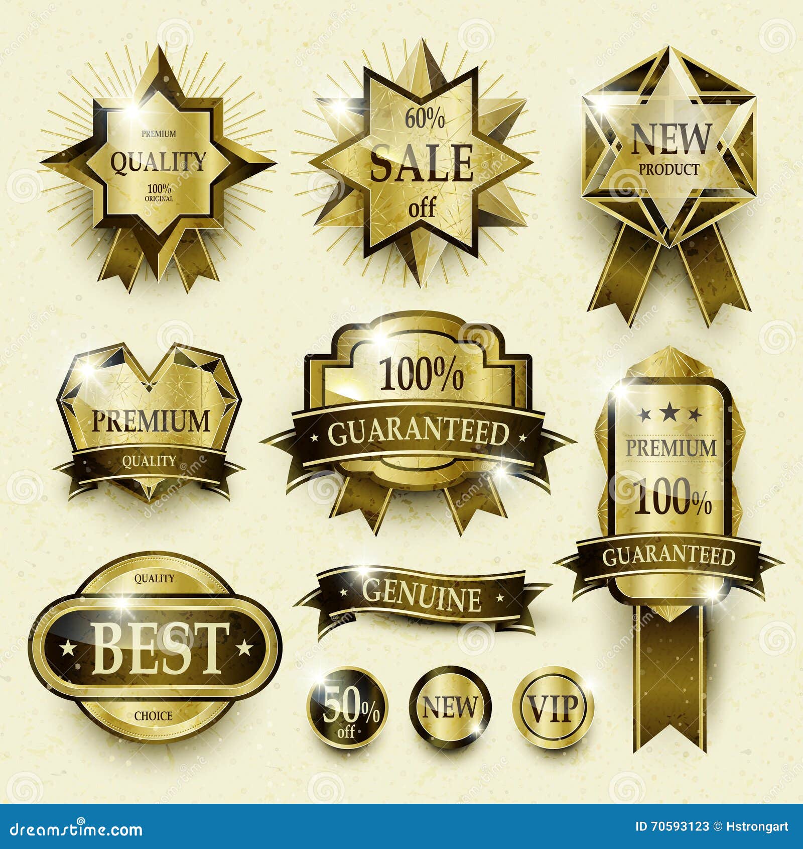 Premium Golden Label Collection Stock Illustration - Illustration of ...
