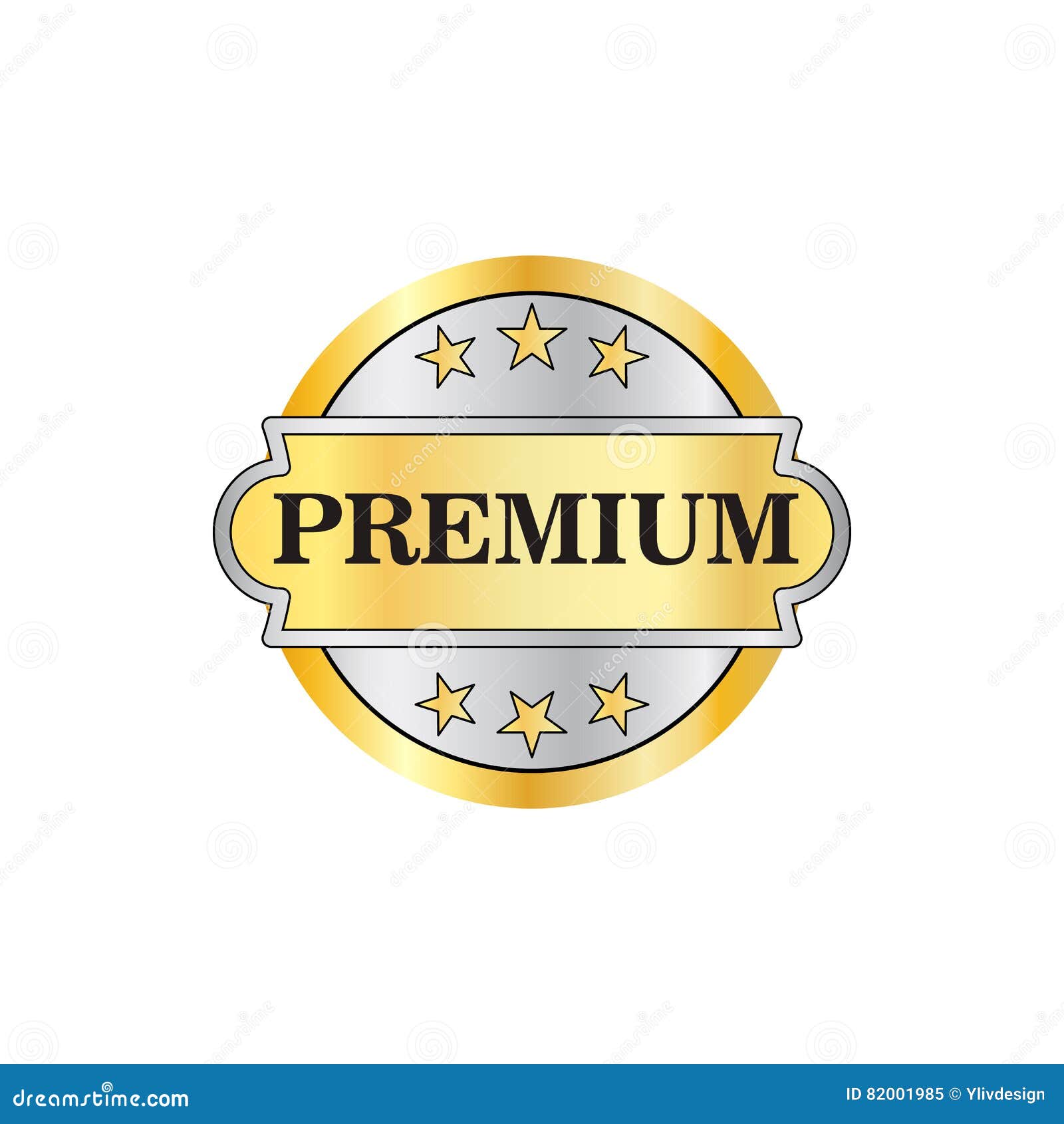 Premium Golden Label Icon in Flat Style Stock Vector - Illustration of ...