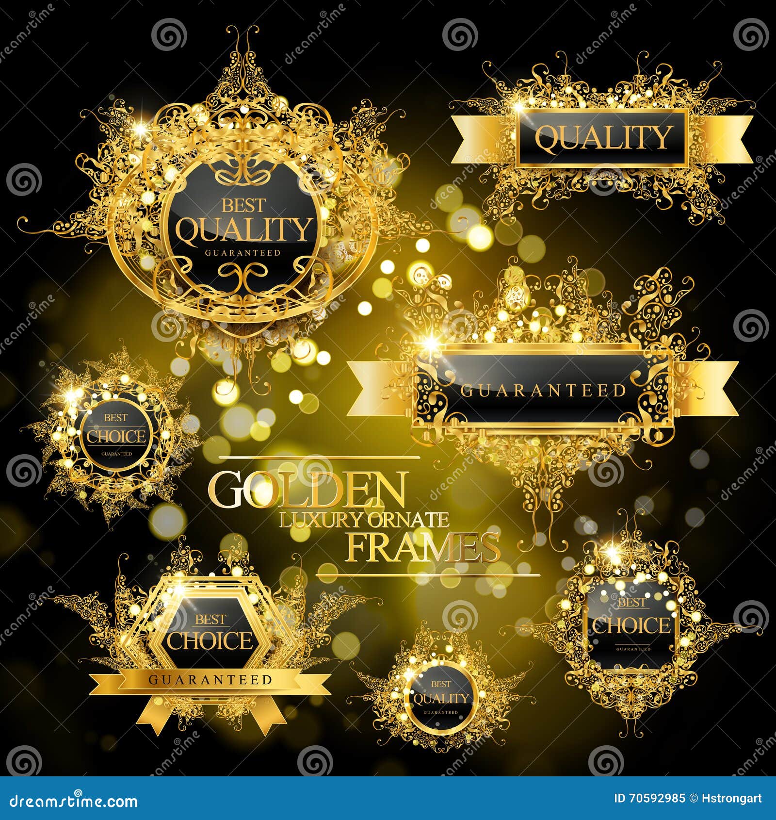 Premium Golden Quality Labels Stock Illustration - Illustration of ...