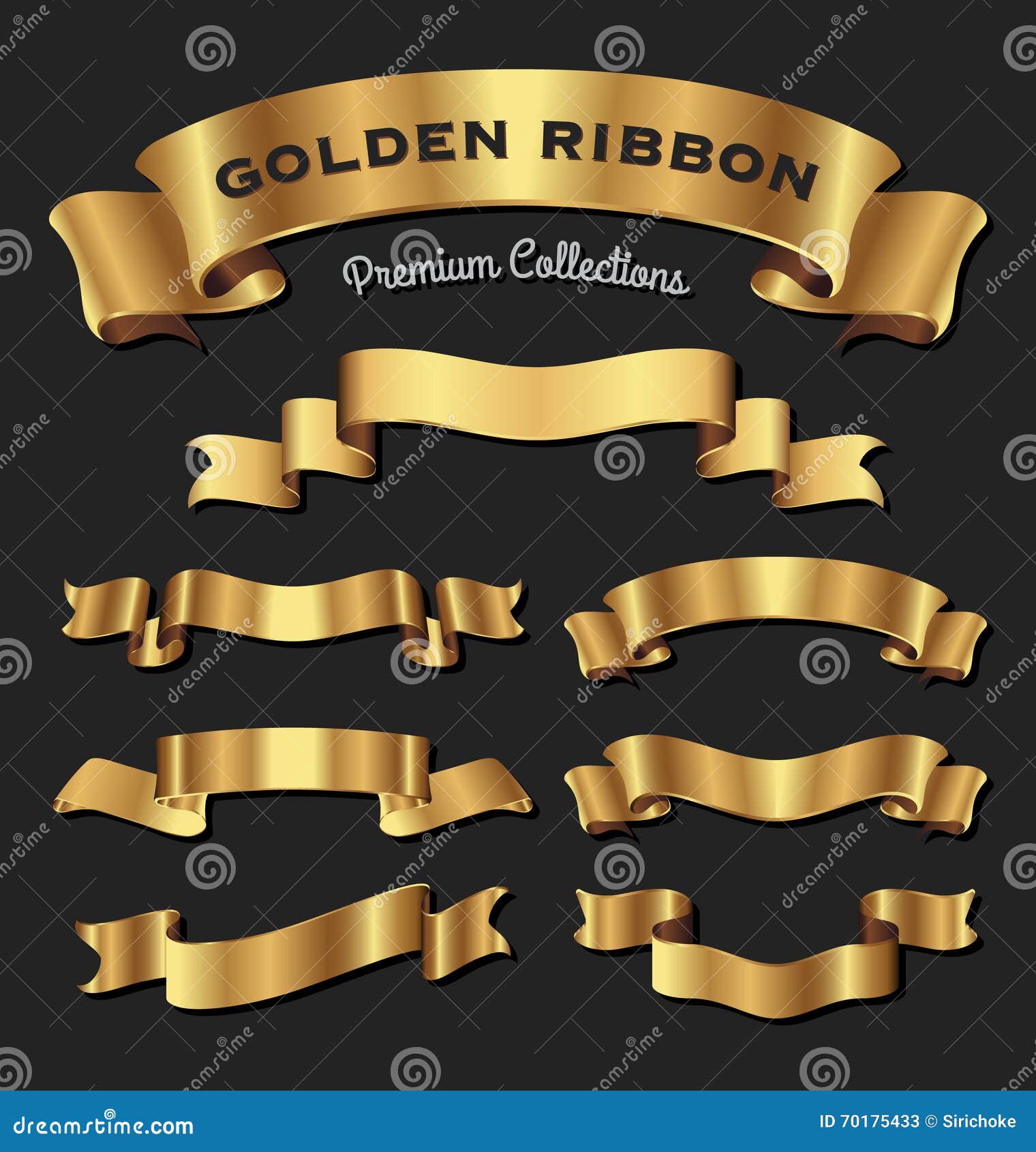 Golden Ribbons Vector, Vector Illustration Of Gold Ribbon ...