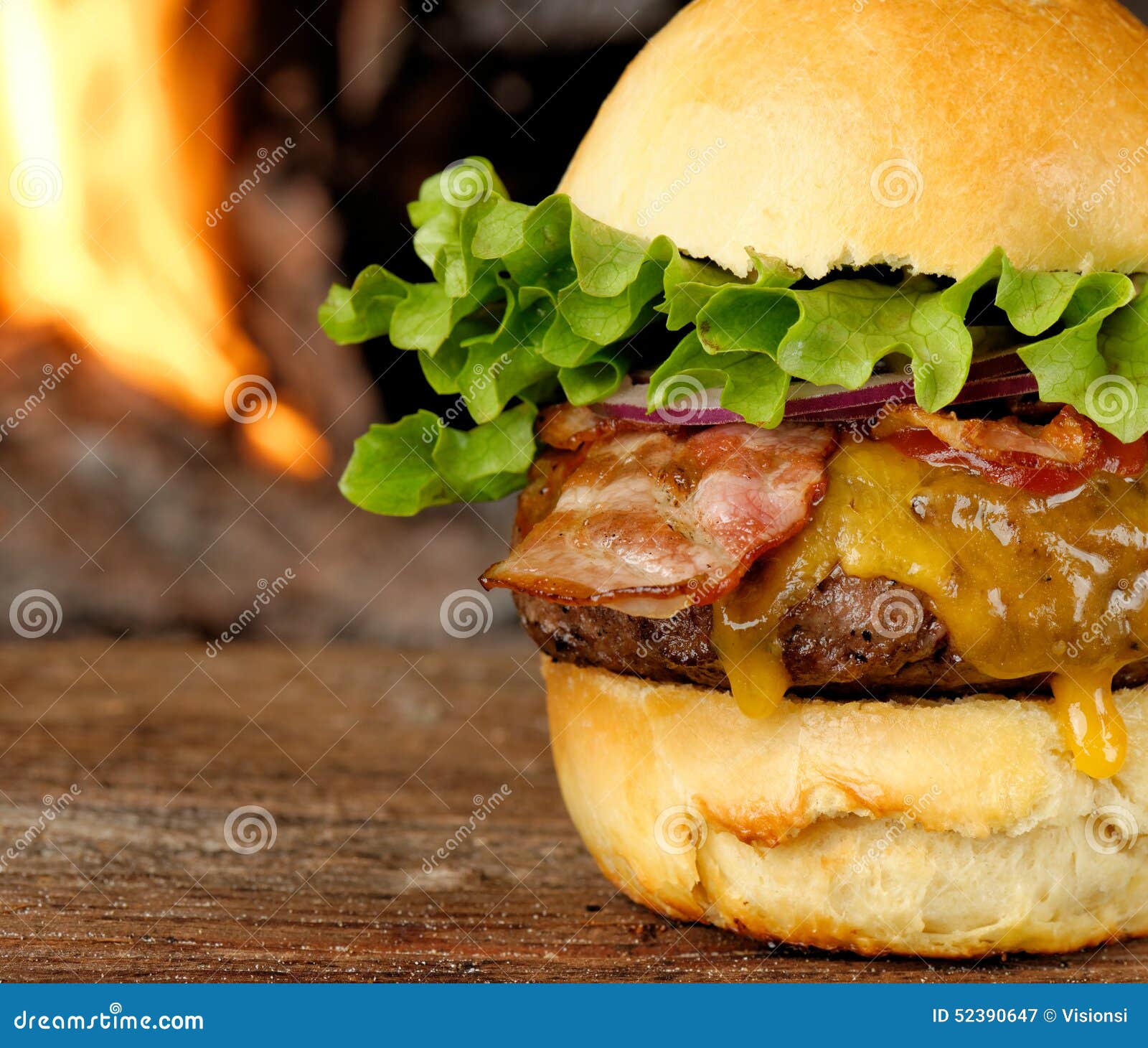 Premium Gourmet Bacon Cheeseburger Stock Image - Image of hamburger ...