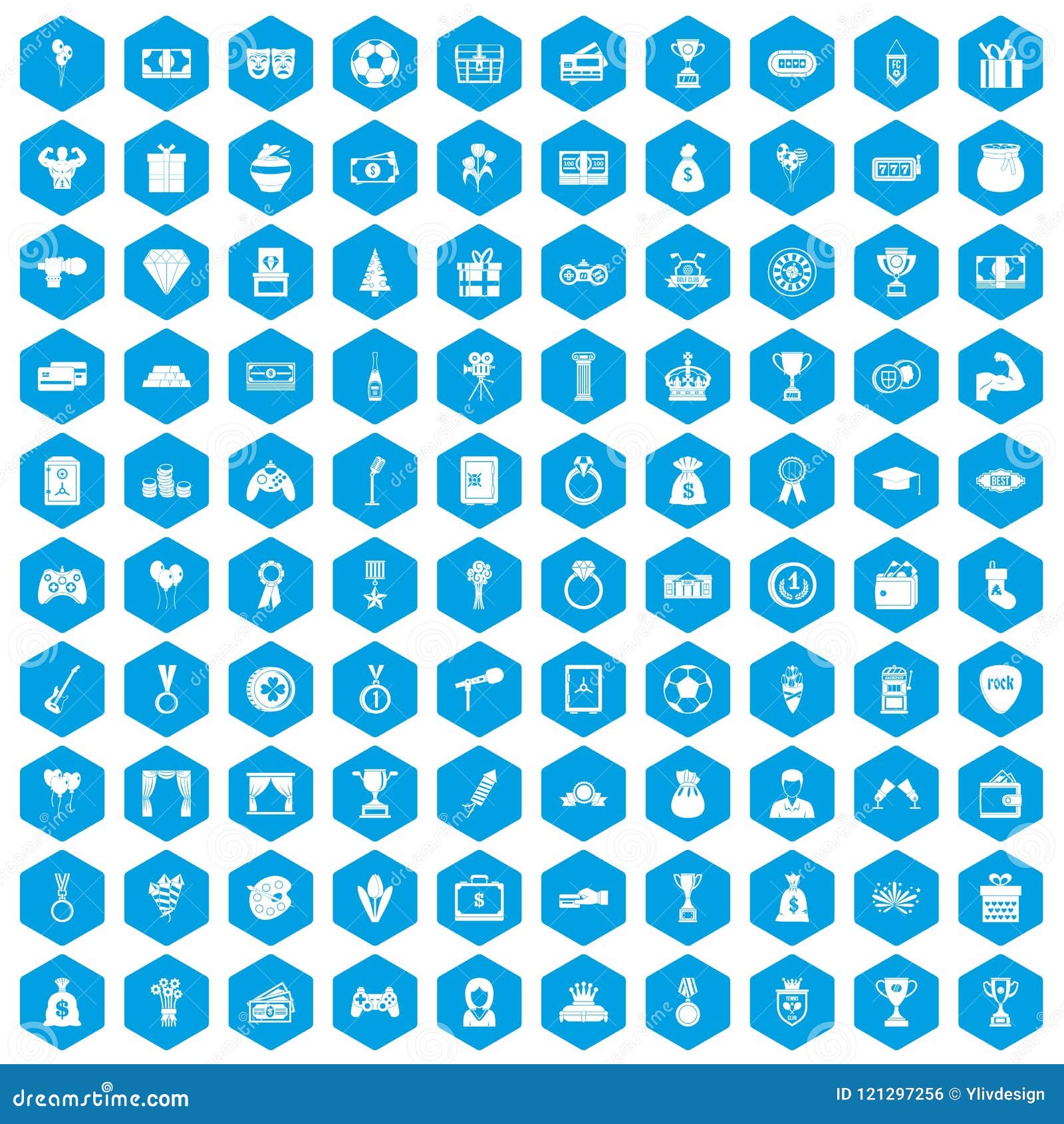 100 premium icons set blue stock vector. Illustration of game - 121297256