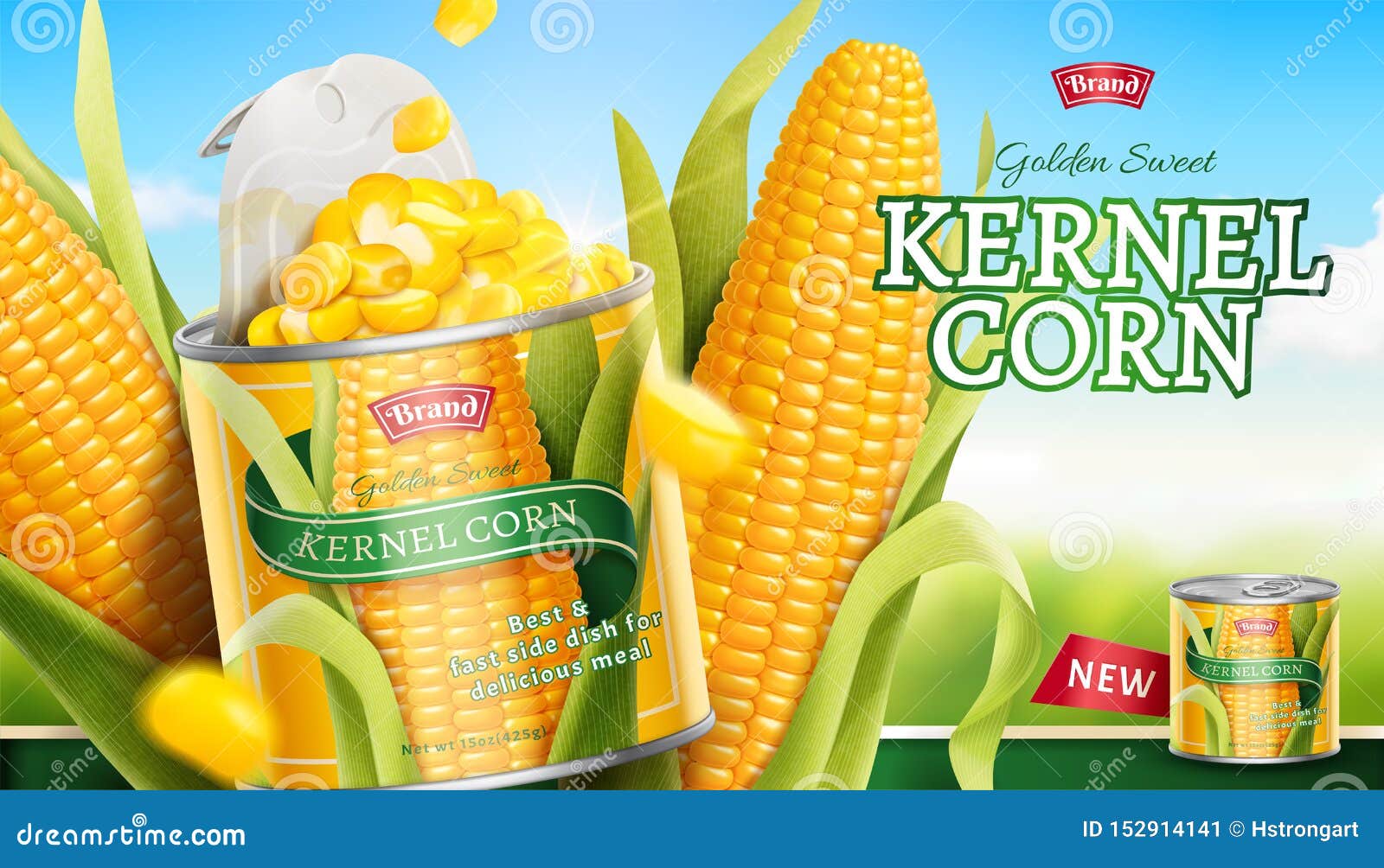 Kernel Corn Canned Food Ads Cartoon Vector | CartoonDealer.com #159511281