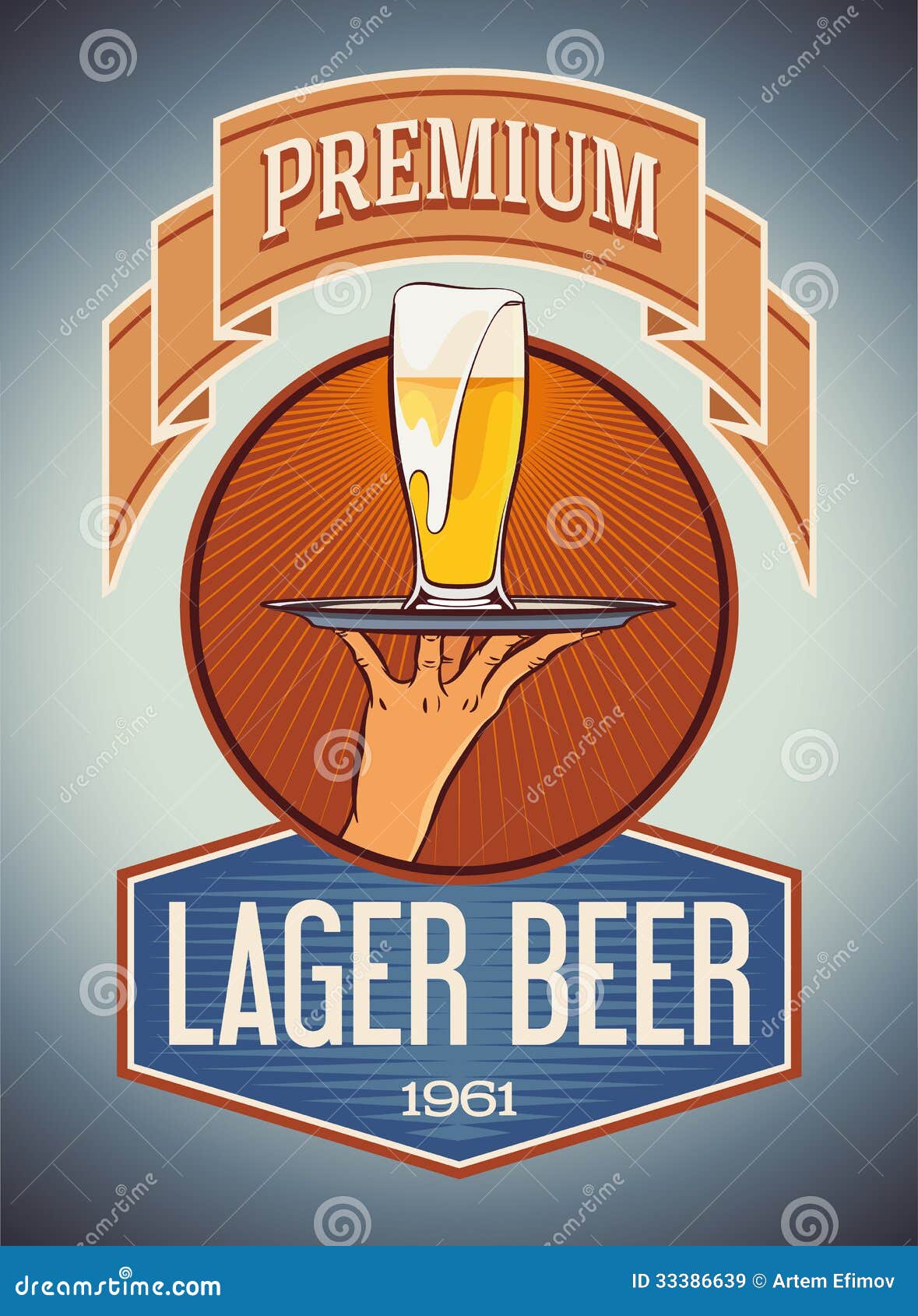 Premium Lager Abstract Vector Beer Sign, Symbol Or Label Template. Hand ...