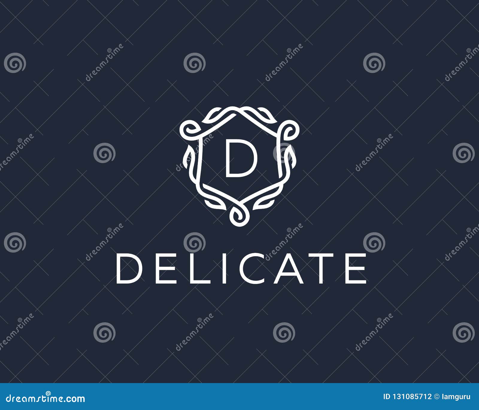 Premium Linear Shield Monogram Letter D Logotype. Elegant Crest Leaf ...