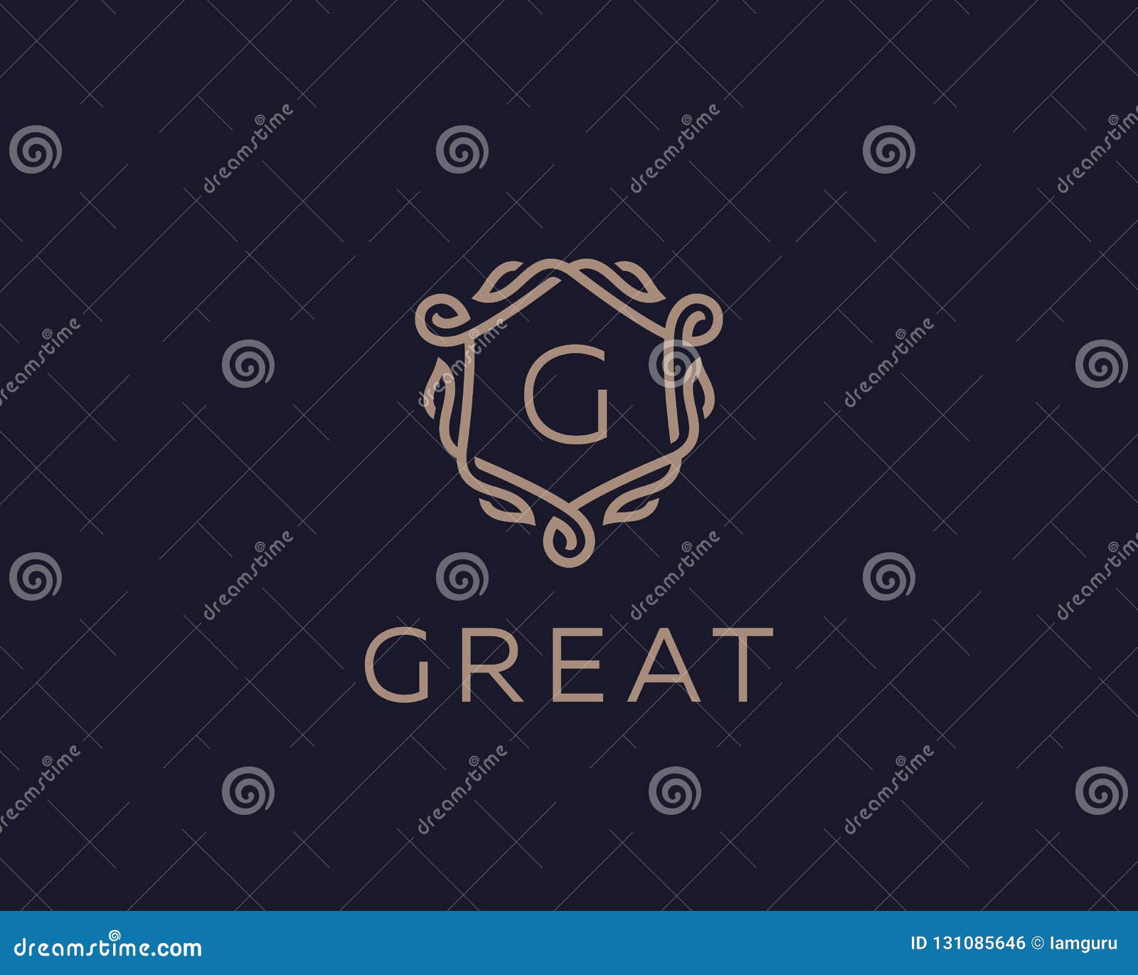Premium Linear Shield Monogram Letter G Logotype. Elegant Crest Leaf ...