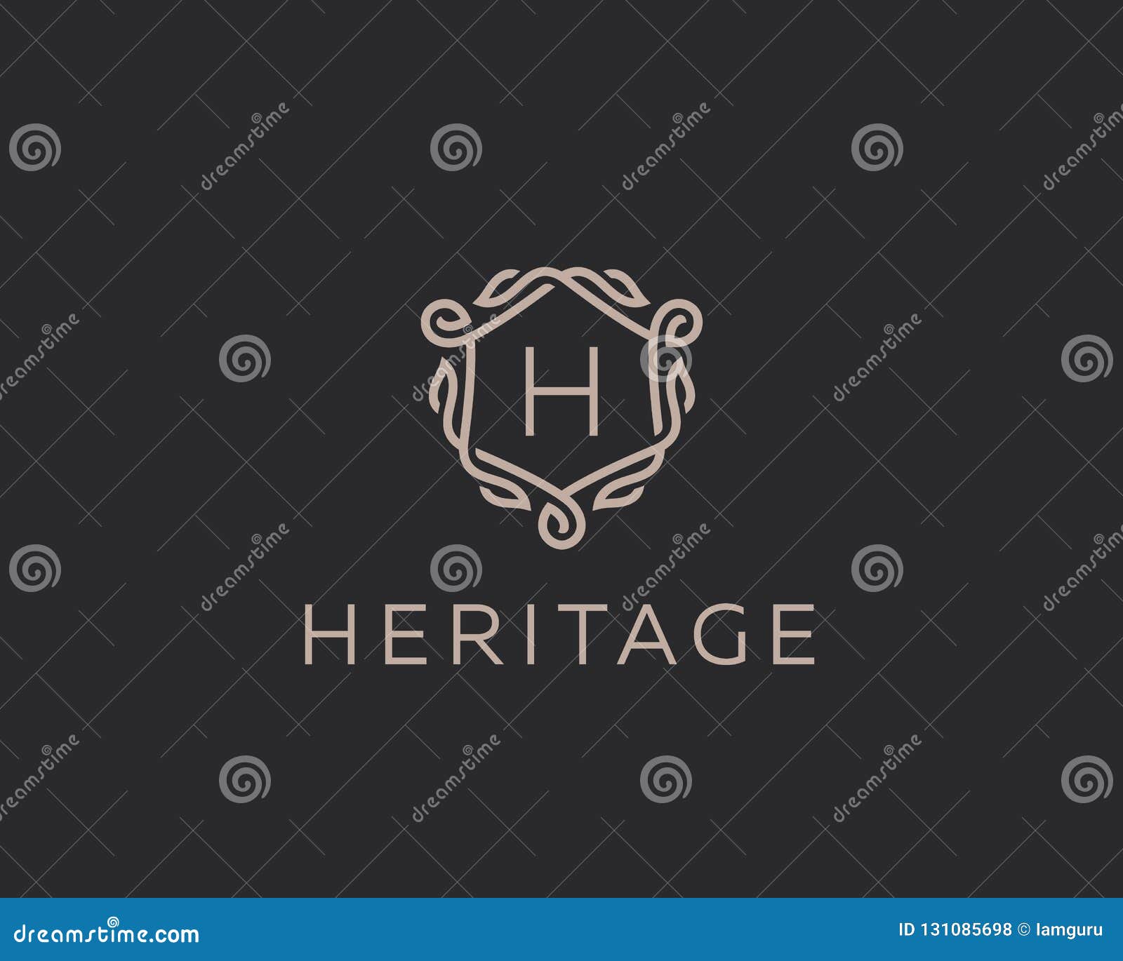 Premium Linear Shield Monogram Letter H Logotype. Elegant Crest Leaf ...
