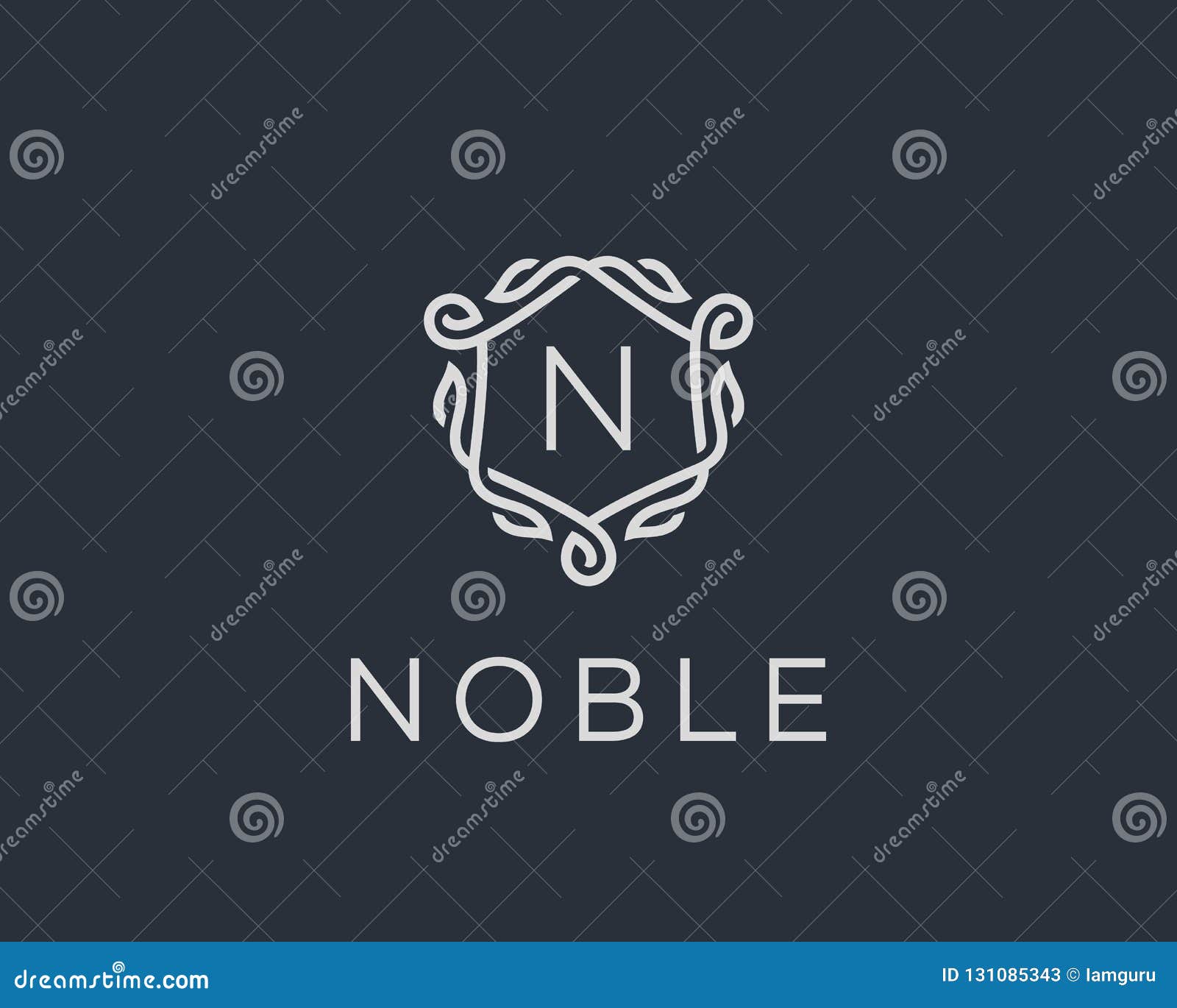 Premium Linear Shield Monogram Letter N Logotype. Elegant Crest Leaf ...