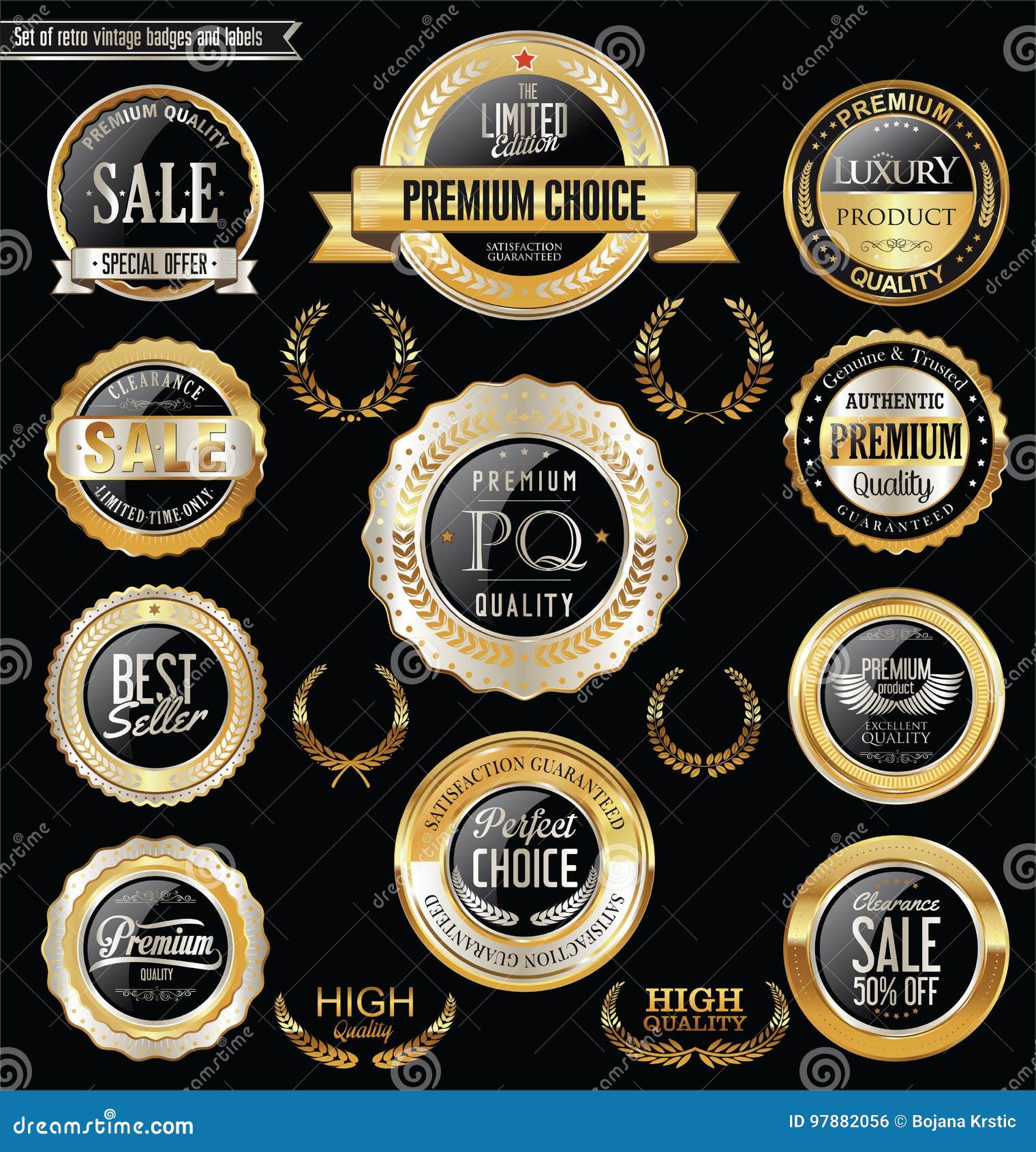 Premium and Luxury Silver Retro Badges and Labels Collection Stock ...