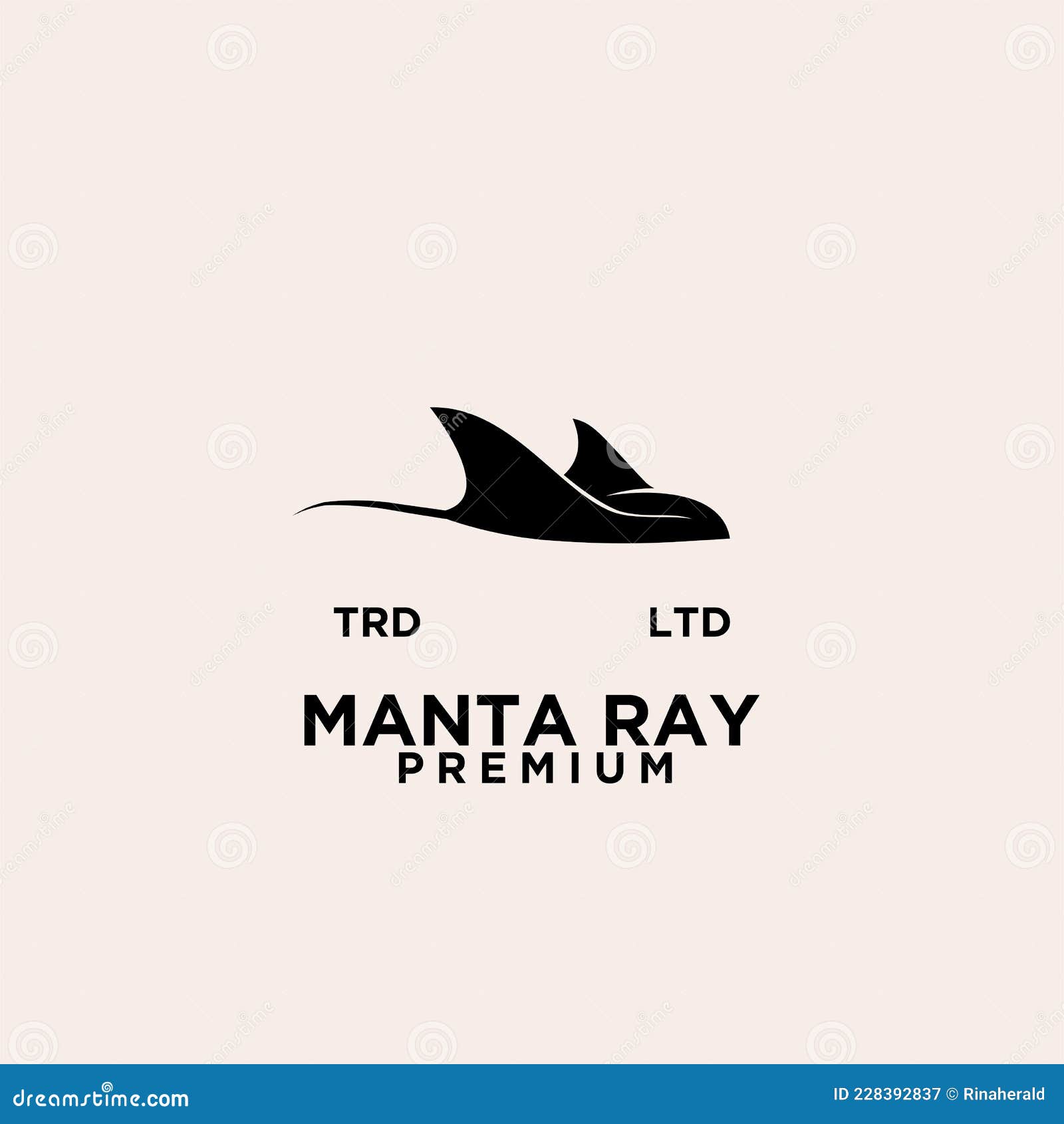Premium Manta Ray Vector Black Logo Design Stock Vector - Illustration ...