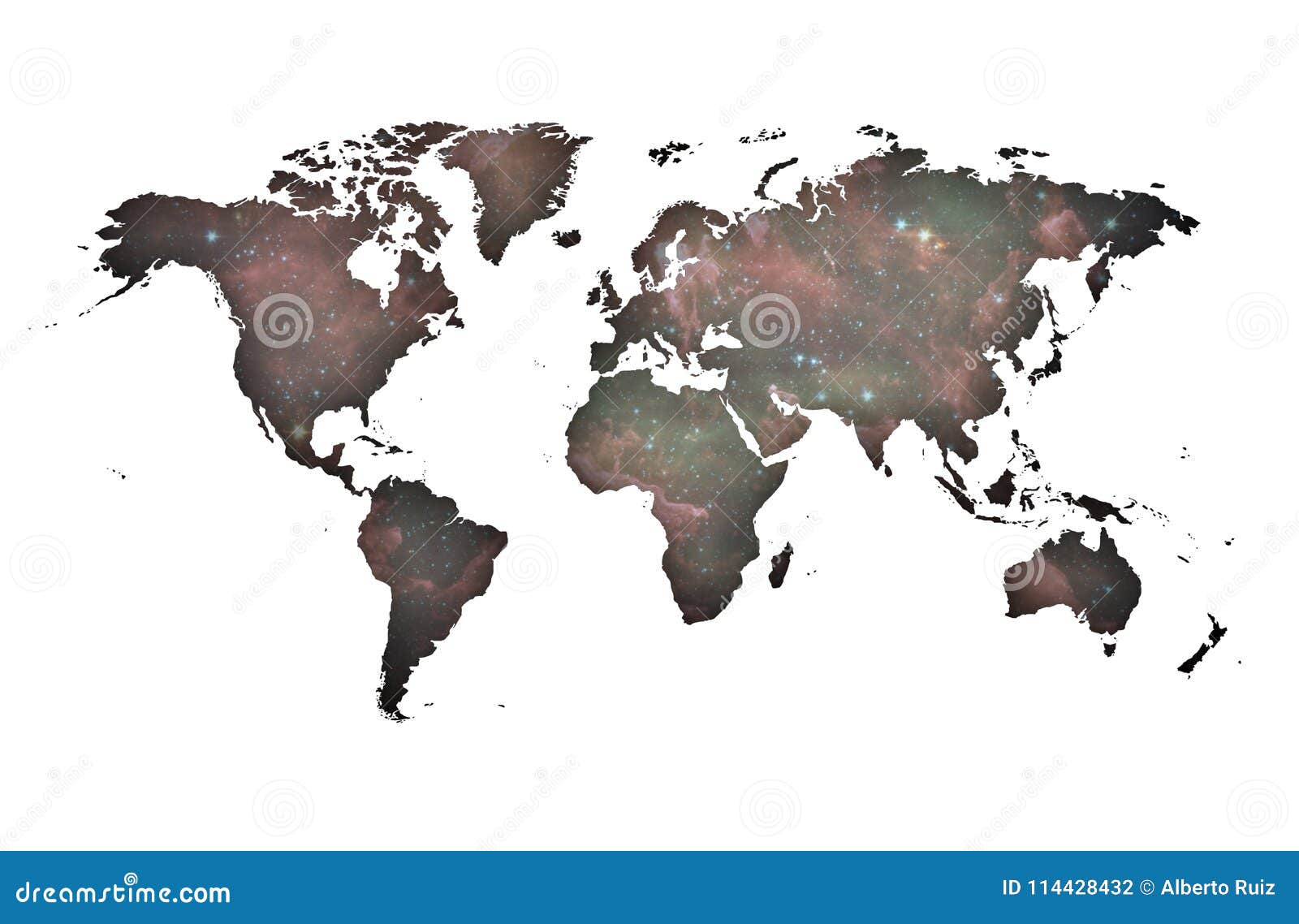 Premium Map of the World Over Background of Stars. Stock Illustration ...