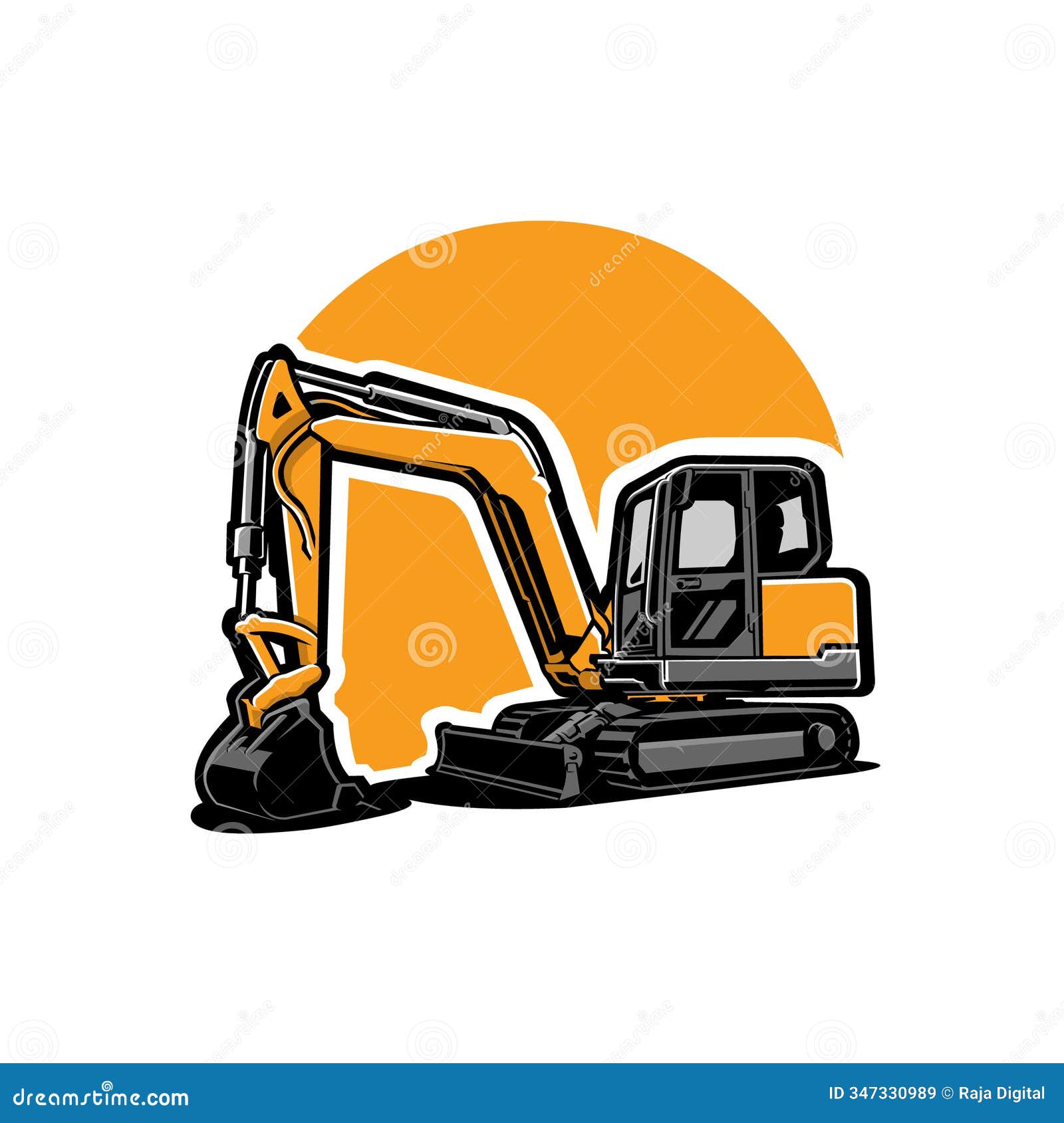 Premium Mini Excavator Vector Art Illustration Isolated Stock Vector ...