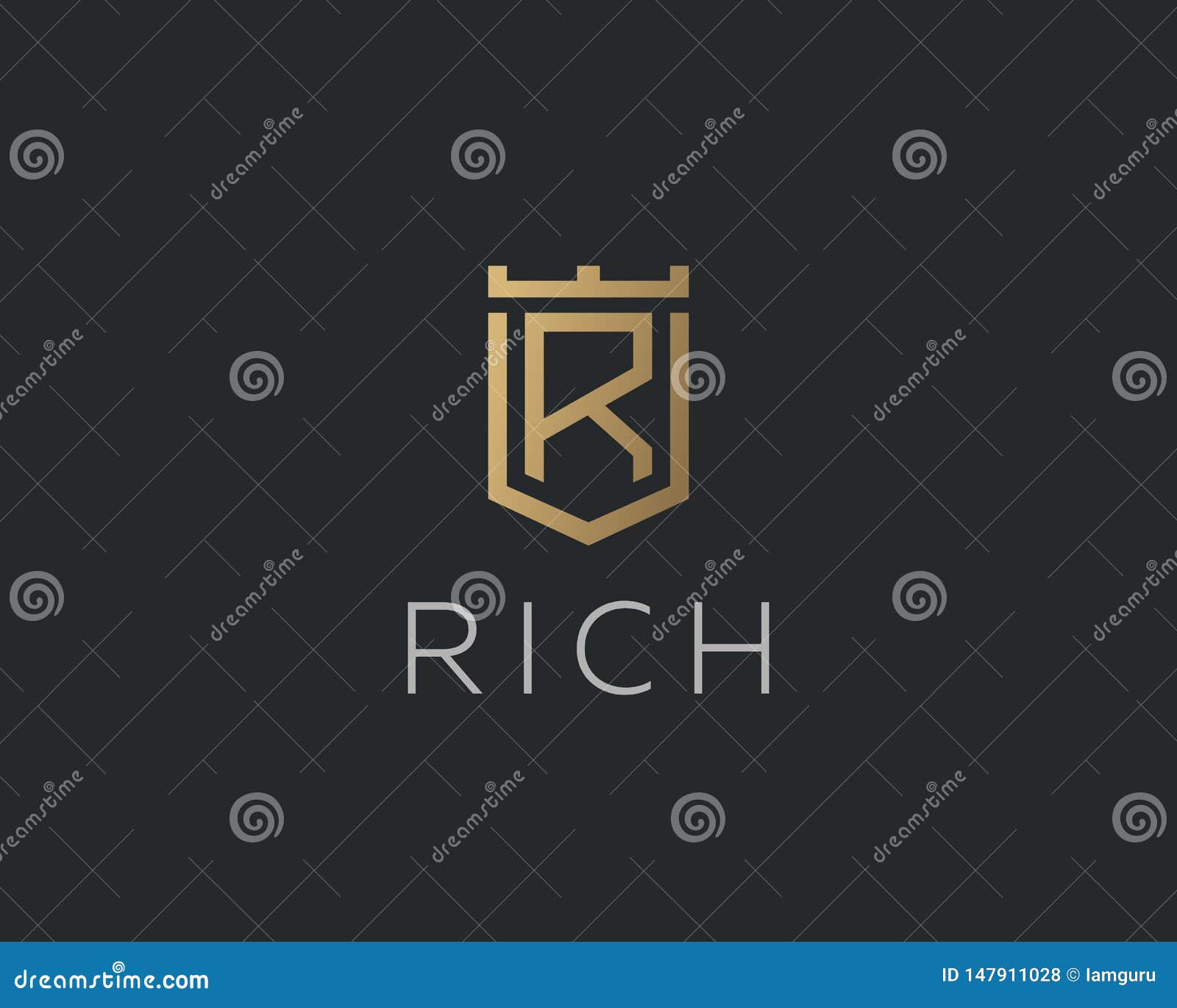 Premium Monogram Letter R Initials Logotype. Elegant Shield Crown ...