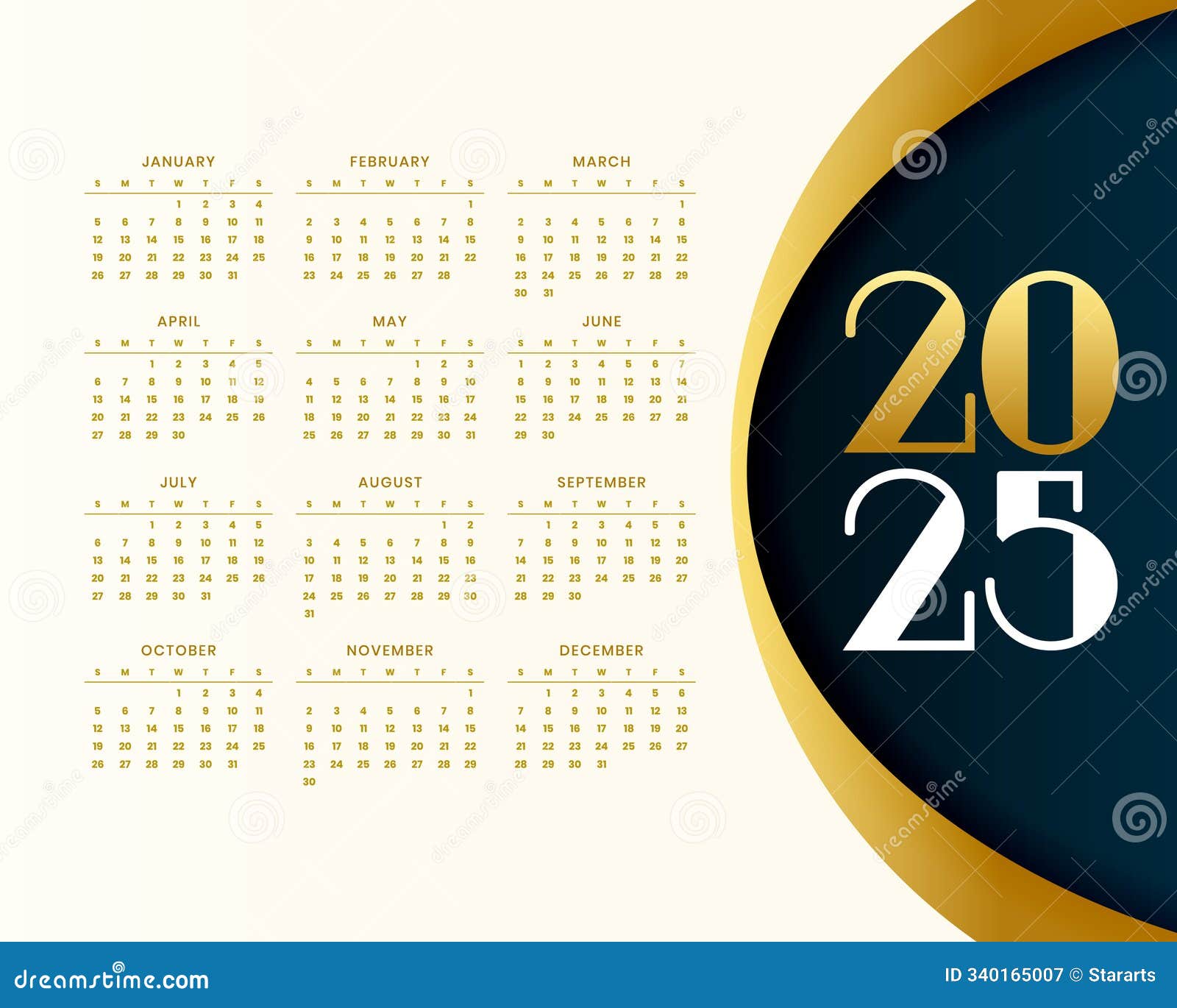 Premium 2025 Monthly Calendar Template Printable Design Stock ...