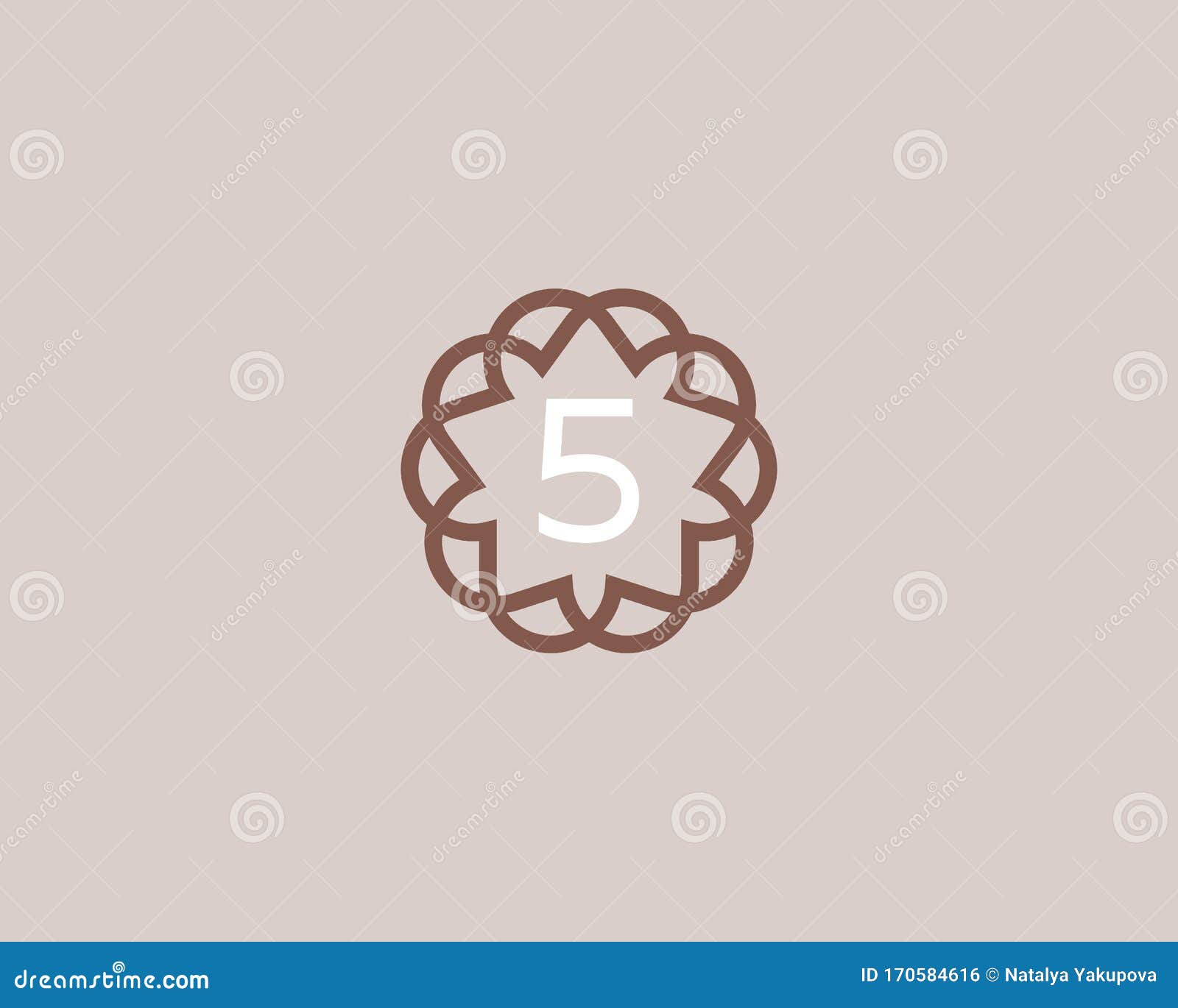 Premium Number 5 Vector Logotype. Elegant Floral Frame with Number Icon ...