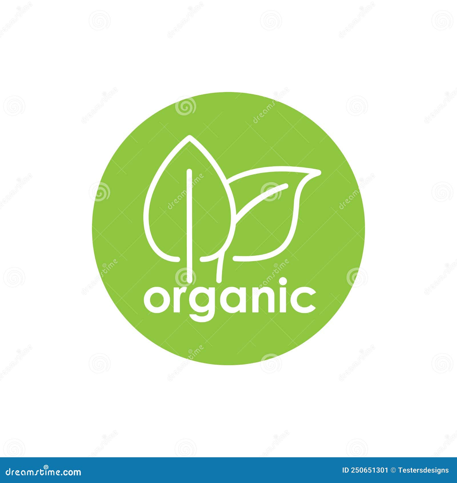 Premium Organic Products Banner. Text and Frame with Green Leaf. Vector ...