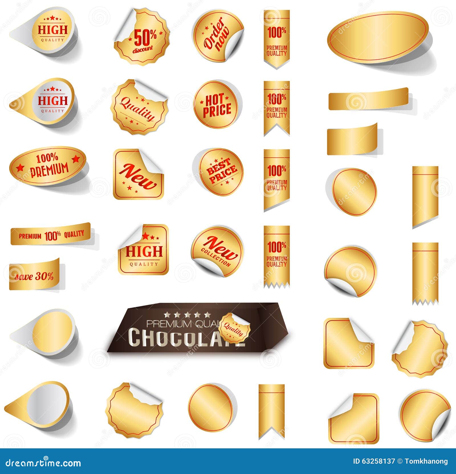 Premium Product Sticker Tags Gold and Blank Sticker Tags. Stock ...