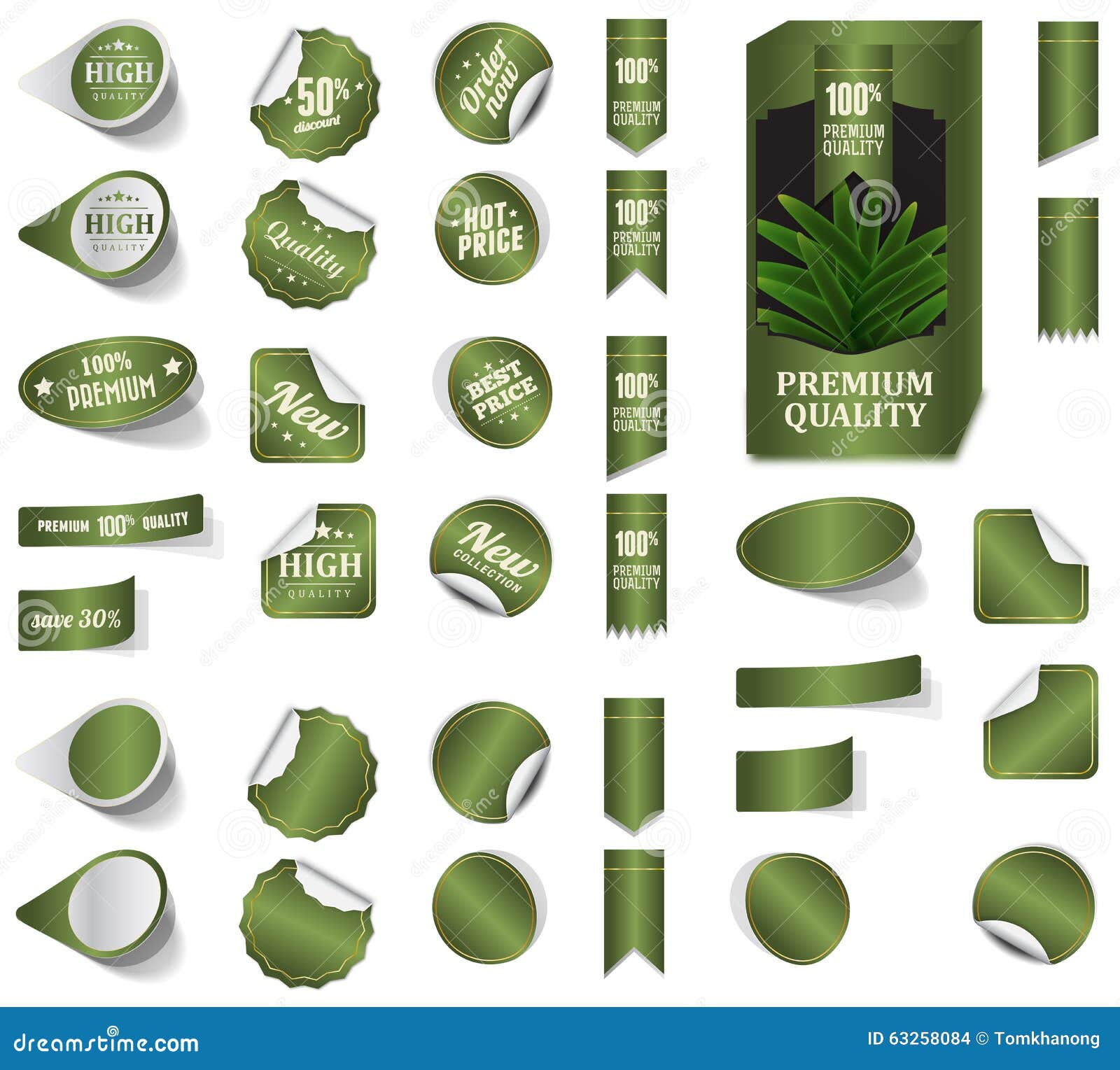 Premium Product Sticker Tags Green and Blank Sticker Tags. Stock ...