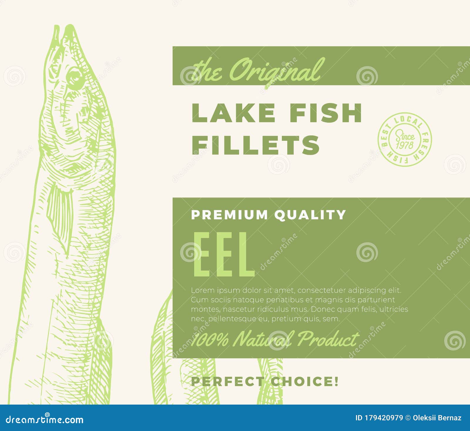 Premium Quality Fish Fillets. Abstract Vector Fish Packaging Design or ...