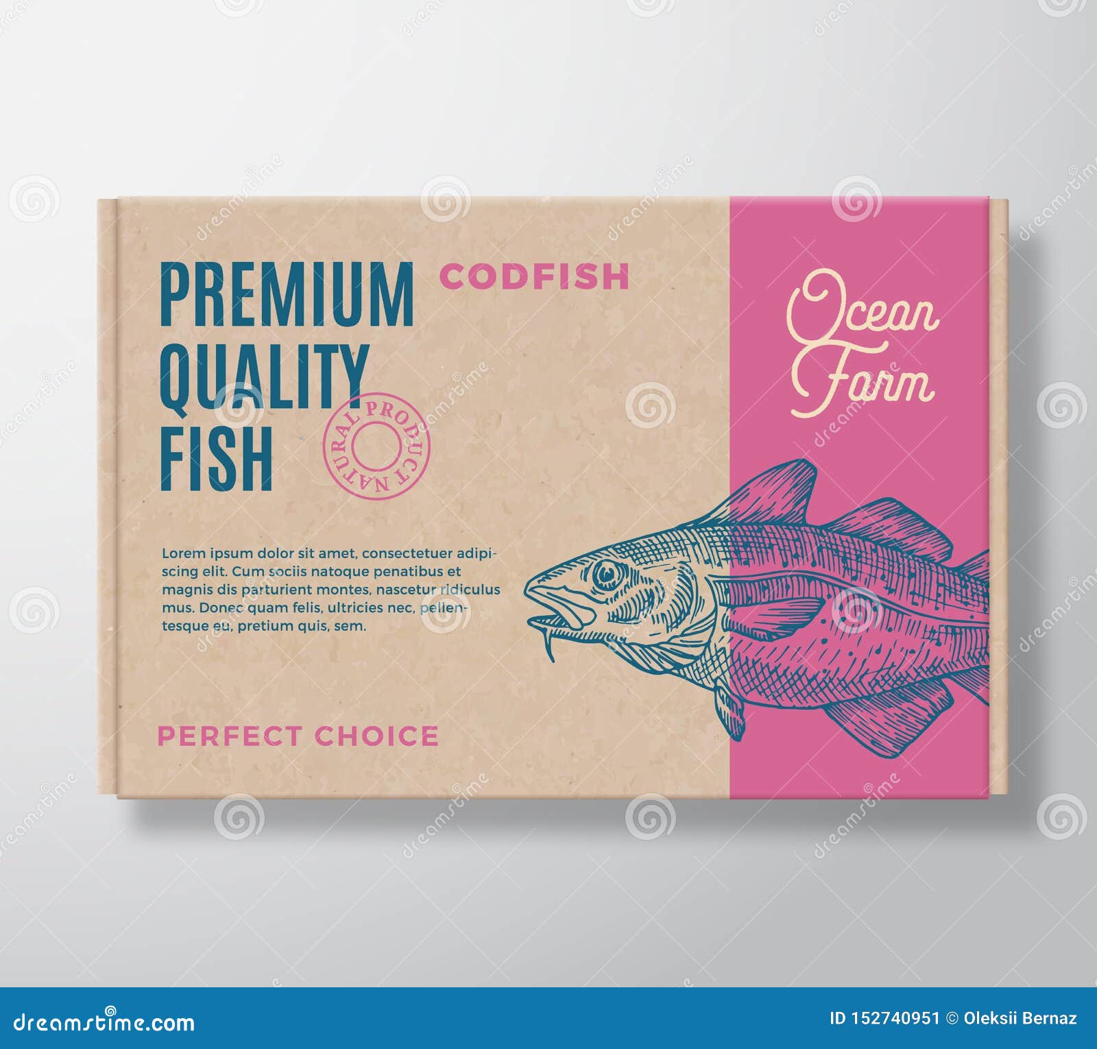 Premium Quality Fish Realistic Cardboard Box. Abstract Vector Packaging ...