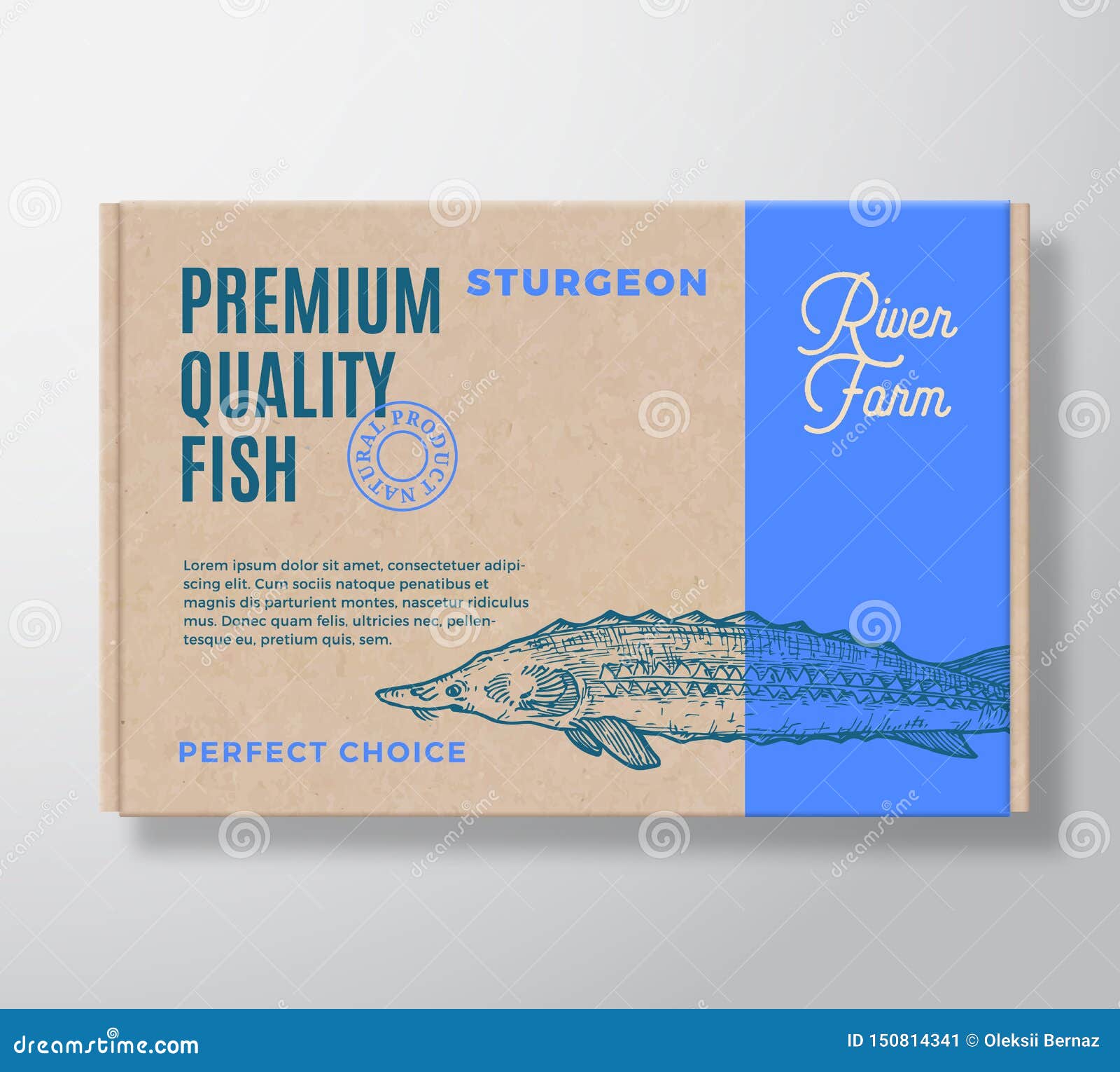 Premium Quality Fish Realistic Cardboard Box. Abstract Vector Packaging ...