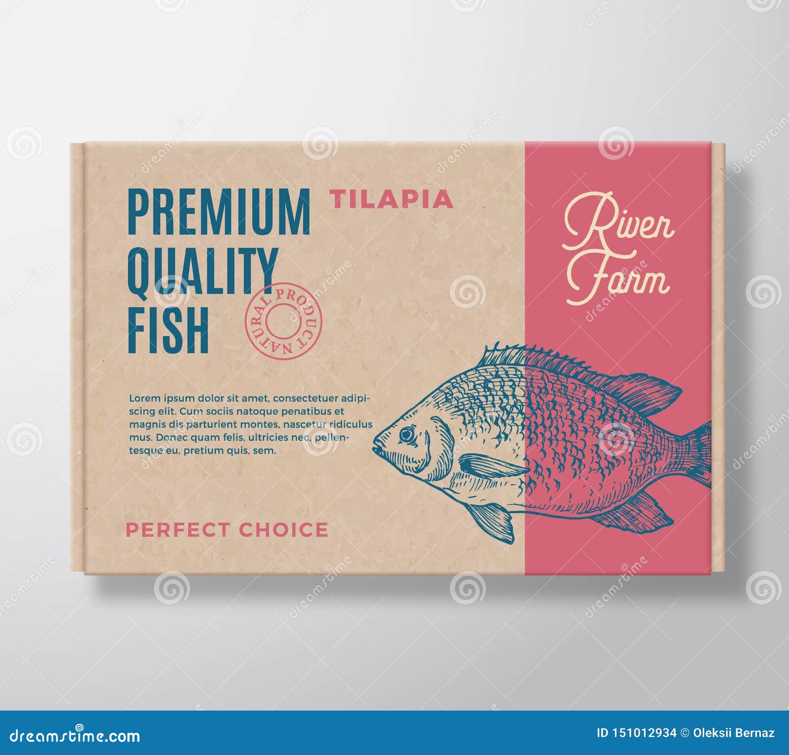 Premium Quality Fish Realistic Cardboard Box. Abstract Vector Packaging ...