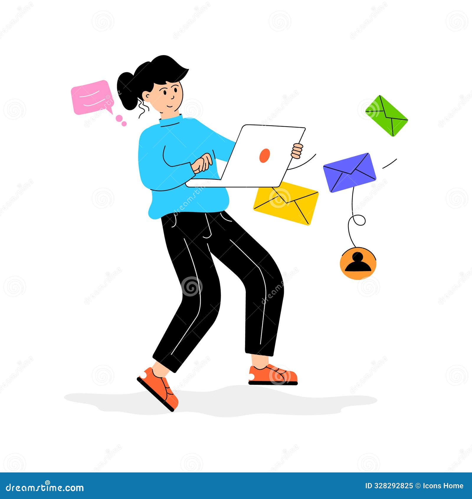 Premium Quality Flat Illustration of Sending Email Stock Vector ...