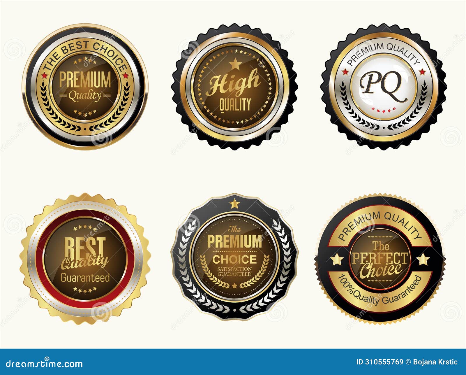 Premium Quality Gold and Silver Badge Collection Vector Illustration ...
