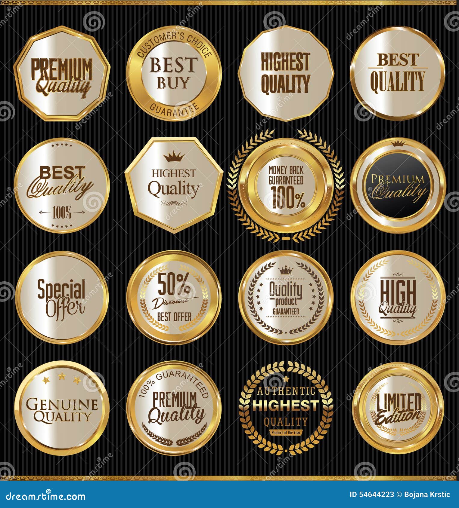 Premium Quality Golden Labels Stock Illustration - Illustration of ...