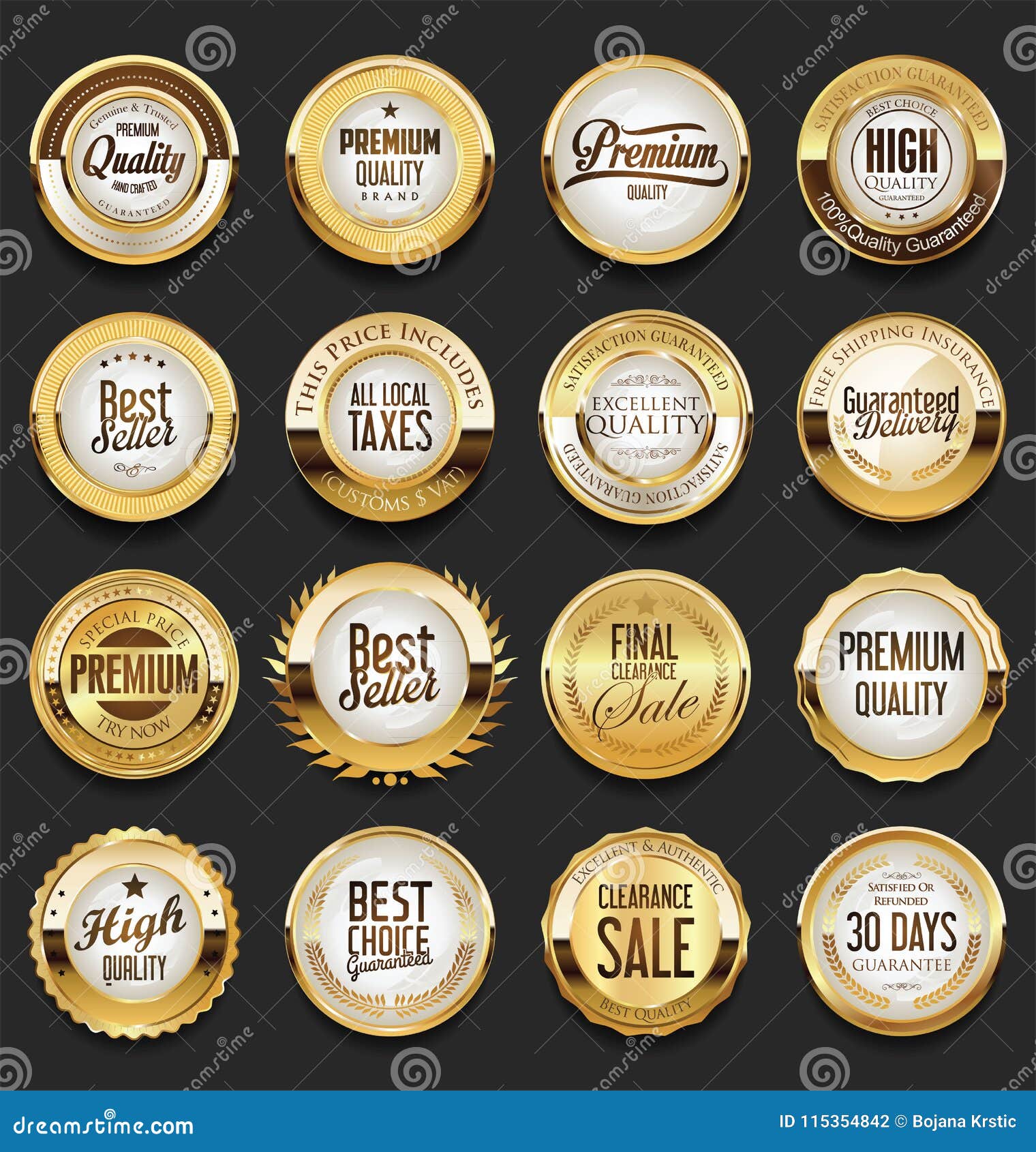 Premium Quality Golden Labels Collection Stock Vector - Illustration of ...