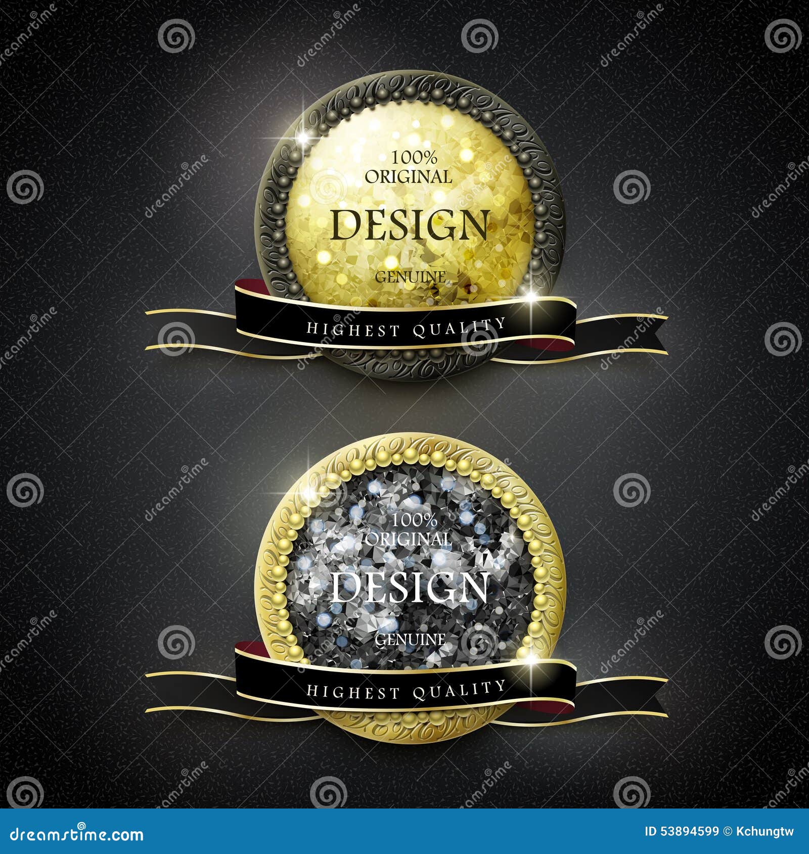 Premium Quality Golden Labels with Diamond Elements Stock Vector ...