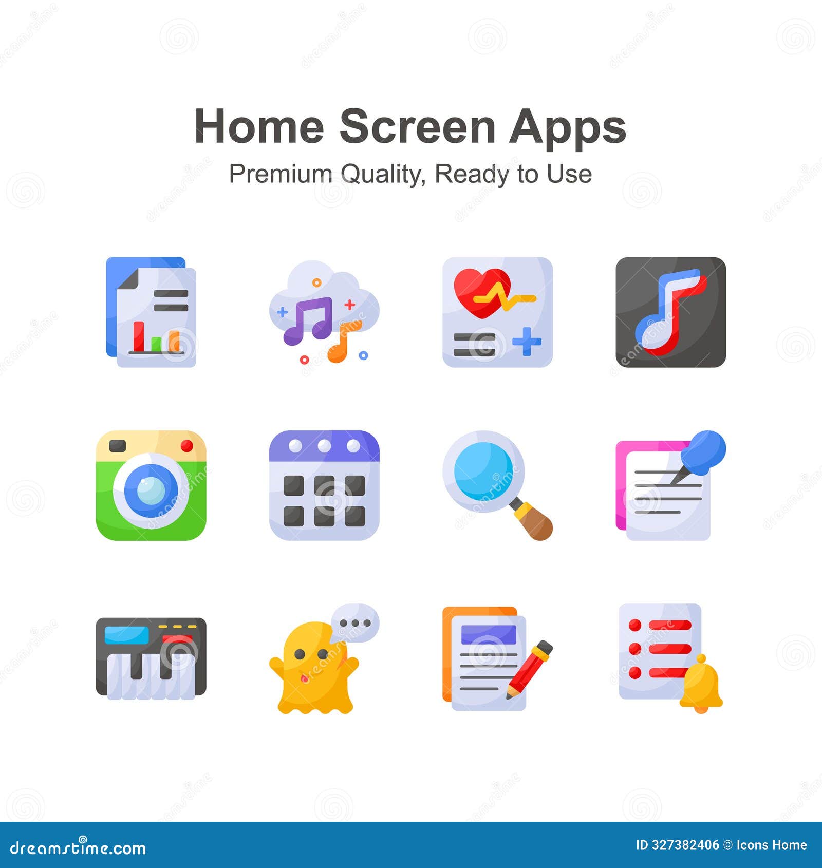 Premium Quality Home Screen Apps Icons Set, Ready for Premium Use Stock ...