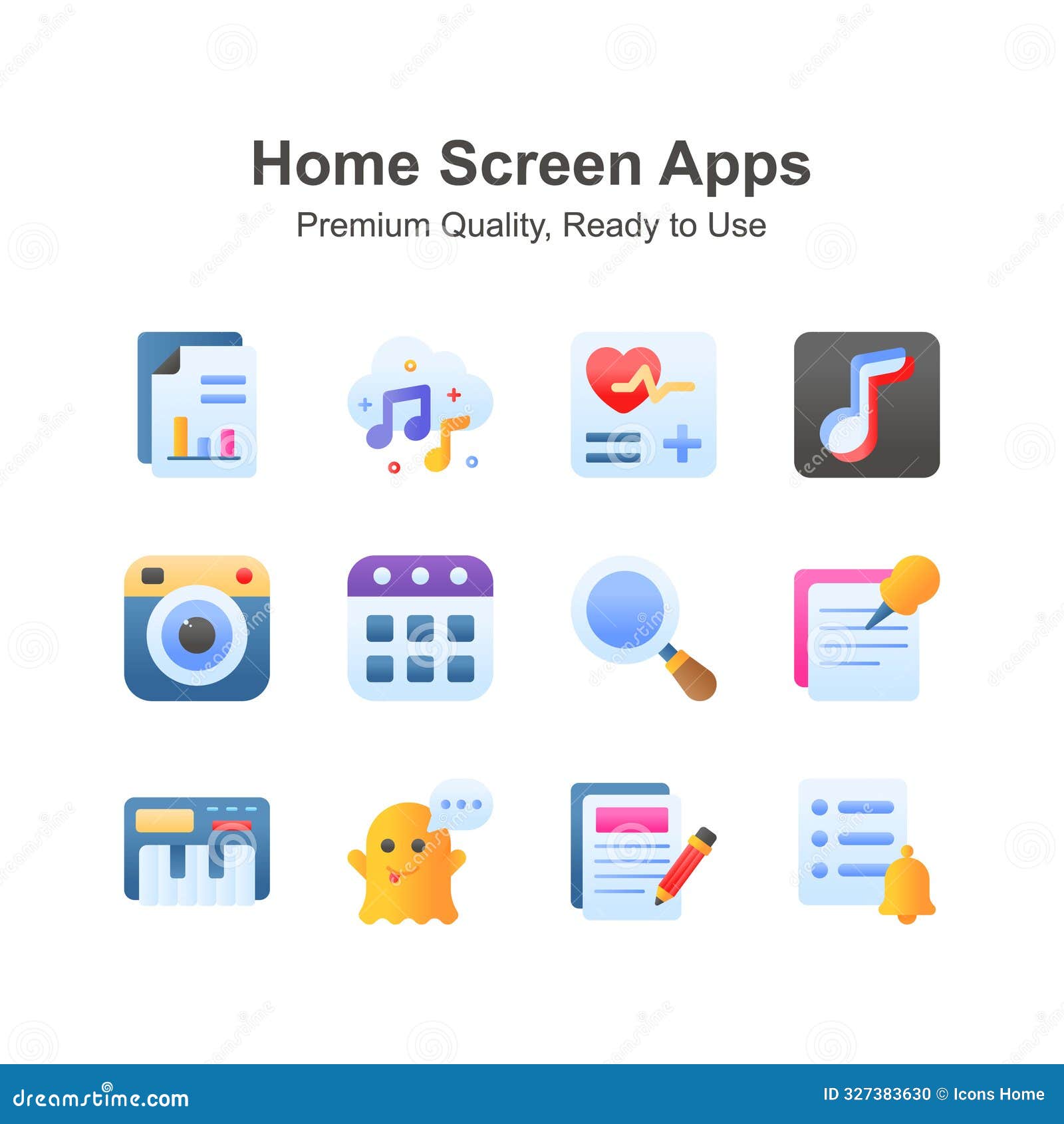 Premium Quality Home Screen Apps Icons Set, Ready for Premium Use Stock ...