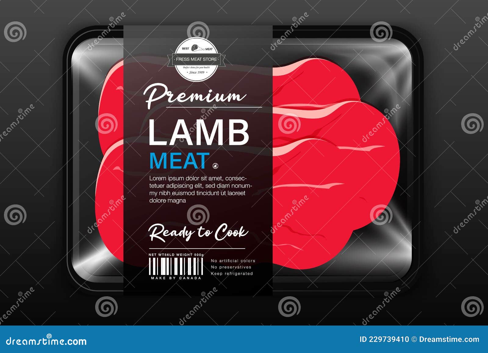 Premium Quality Lamb Pack. Abstract Vector Meat Plastic Tray Container ...