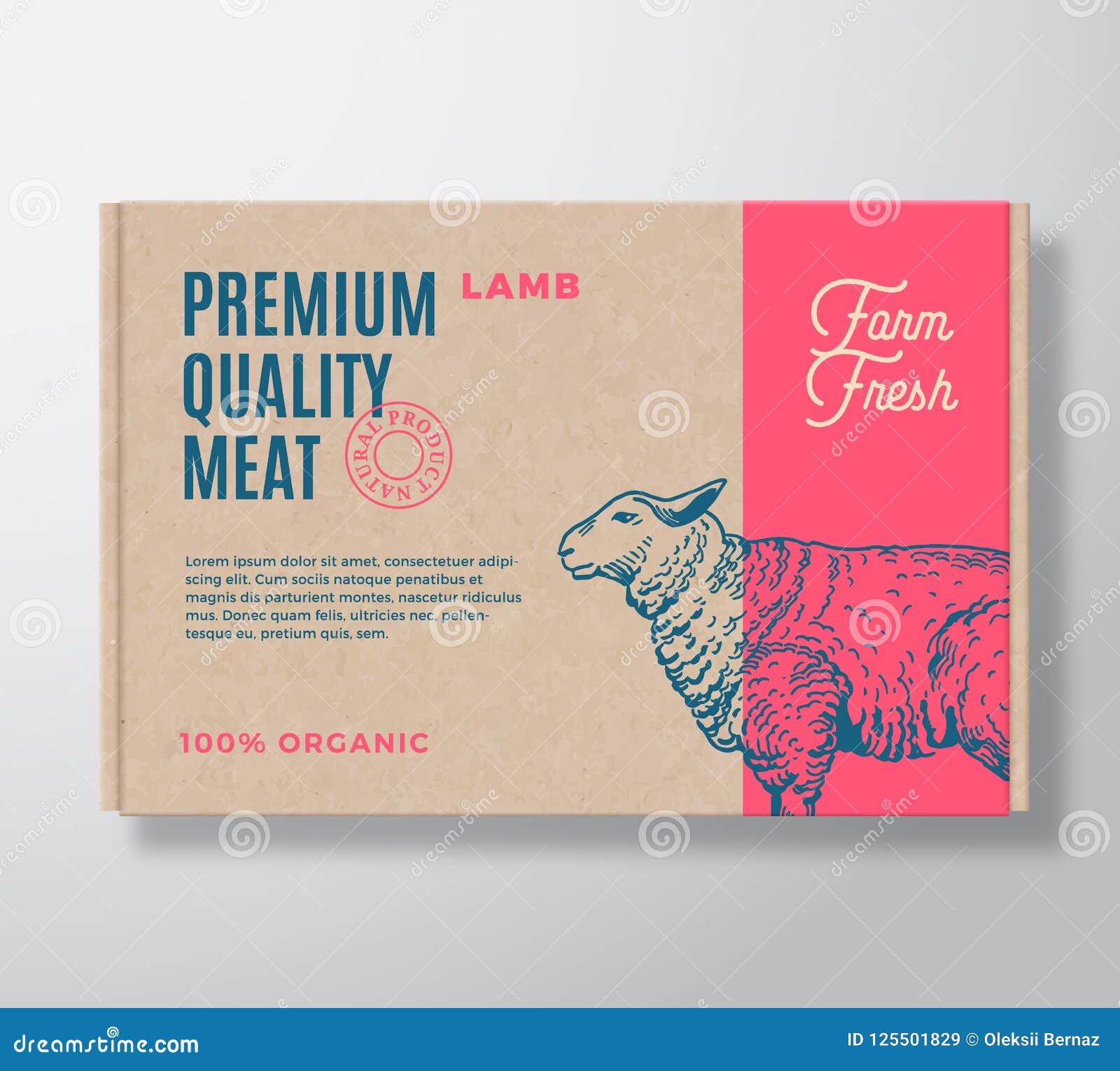 Premium Quality Lamb Vector Meat Packaging Label Design on a Craft ...