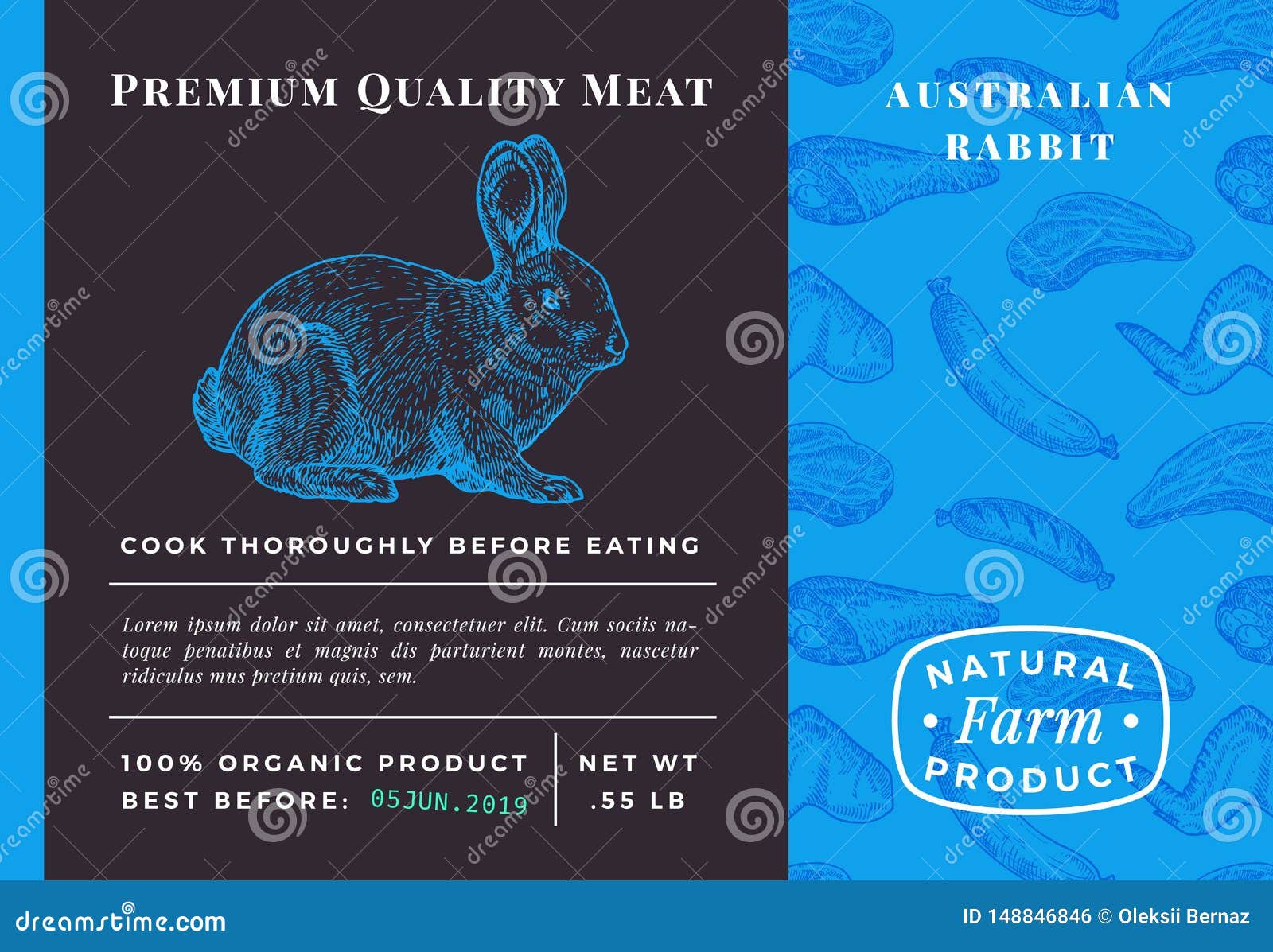 Premium Quality Meat Abstract Vector Rabbit Packaging Design or Label ...