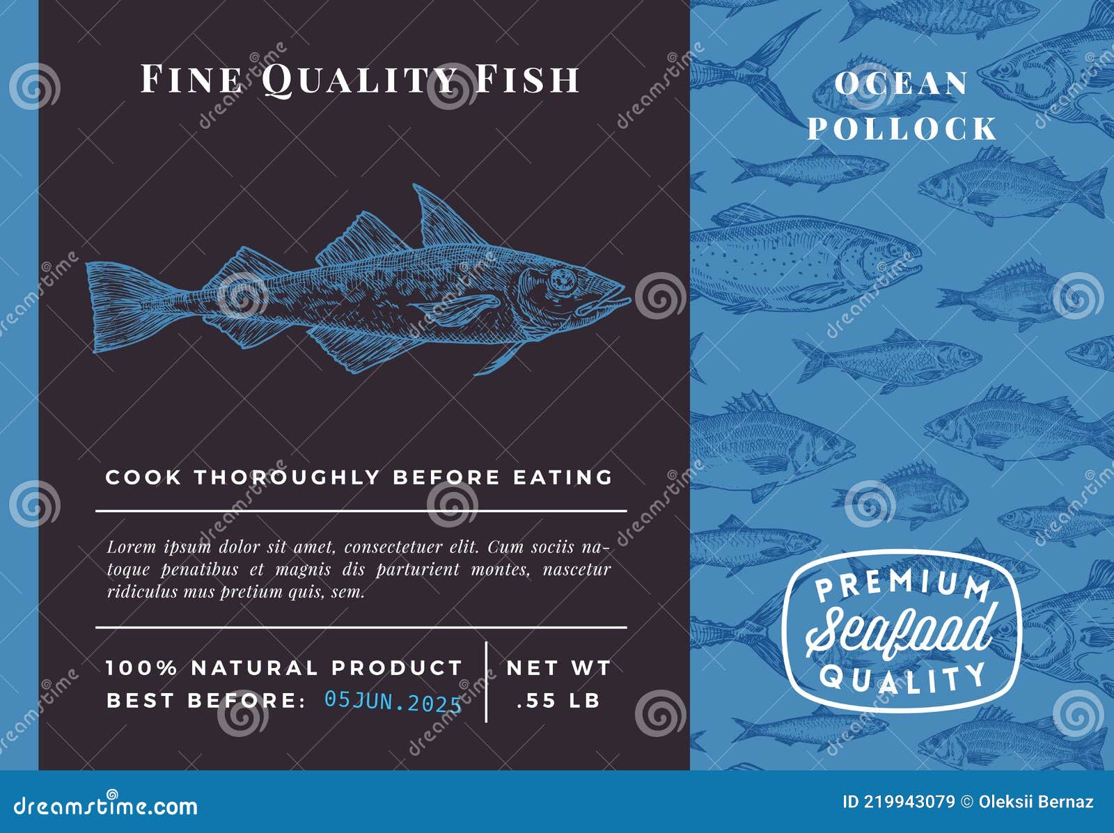 Premium Quality Ocean Pollock Abstract Vector Packaging Design or Label ...
